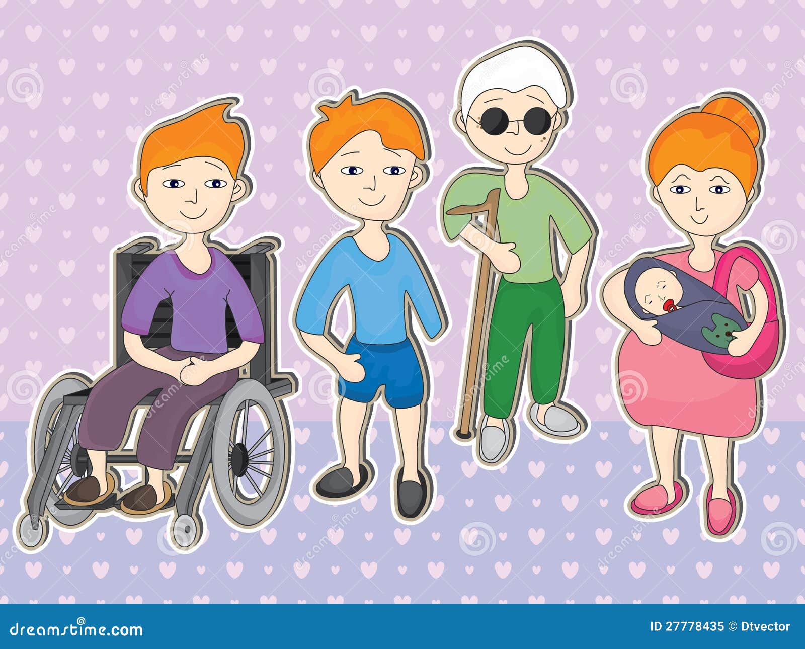 Disability Men Cartoons With Wheelchair Prosthesis Canes And Dog Vector ...