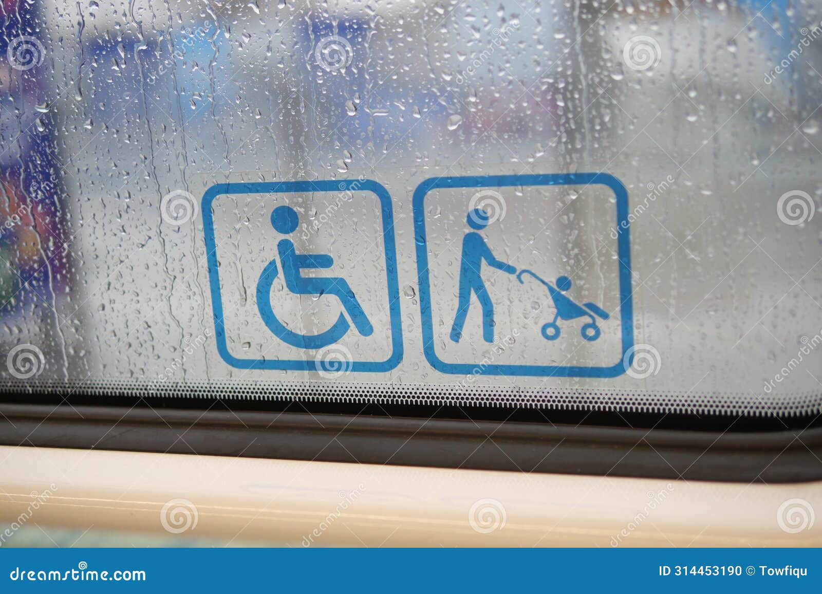 Disability Sign on the Door of a Subway Car Stock Photo - Image of ...