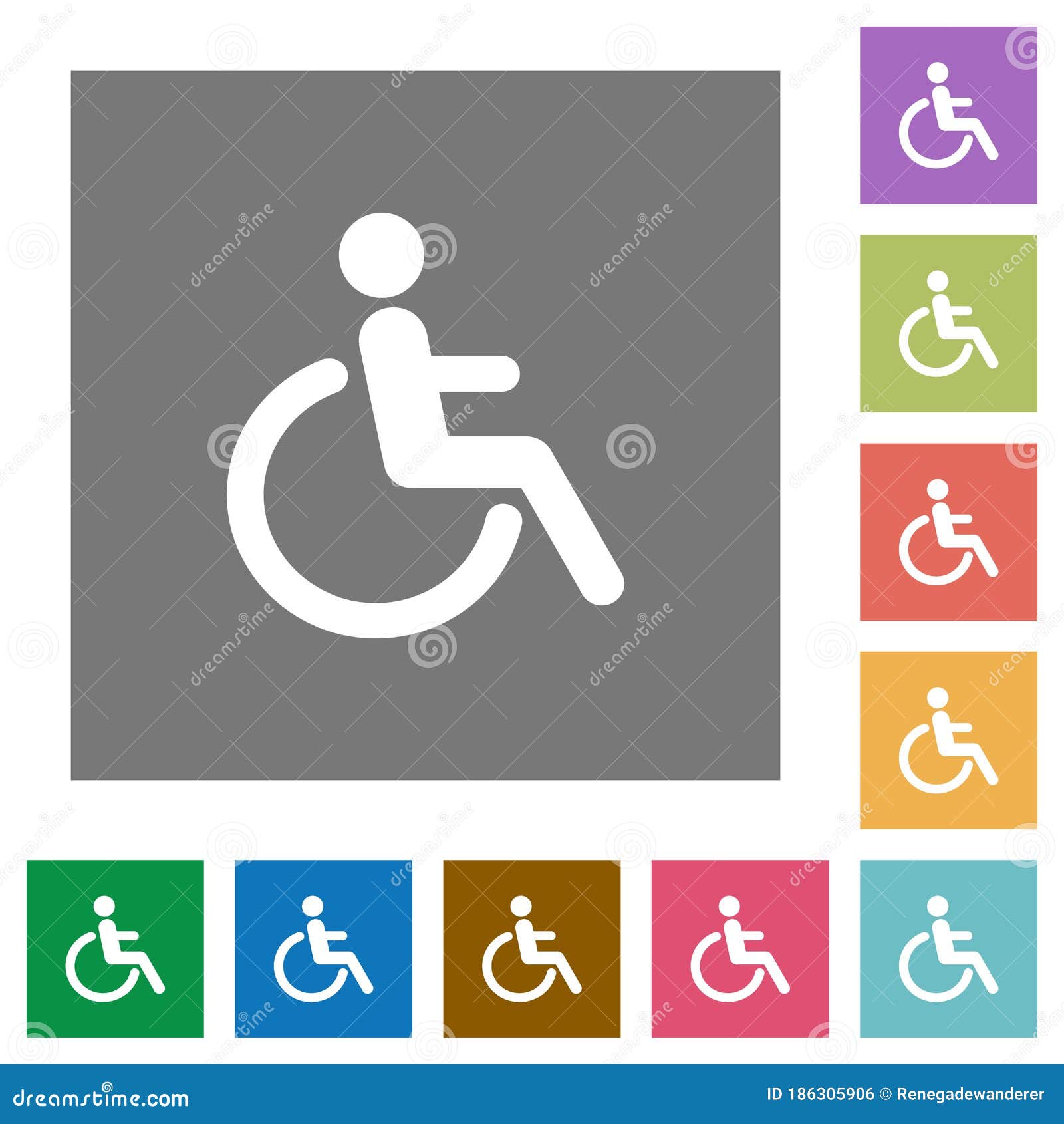 Disability Square Flat Icons Stock Illustration - Illustration of gray ...