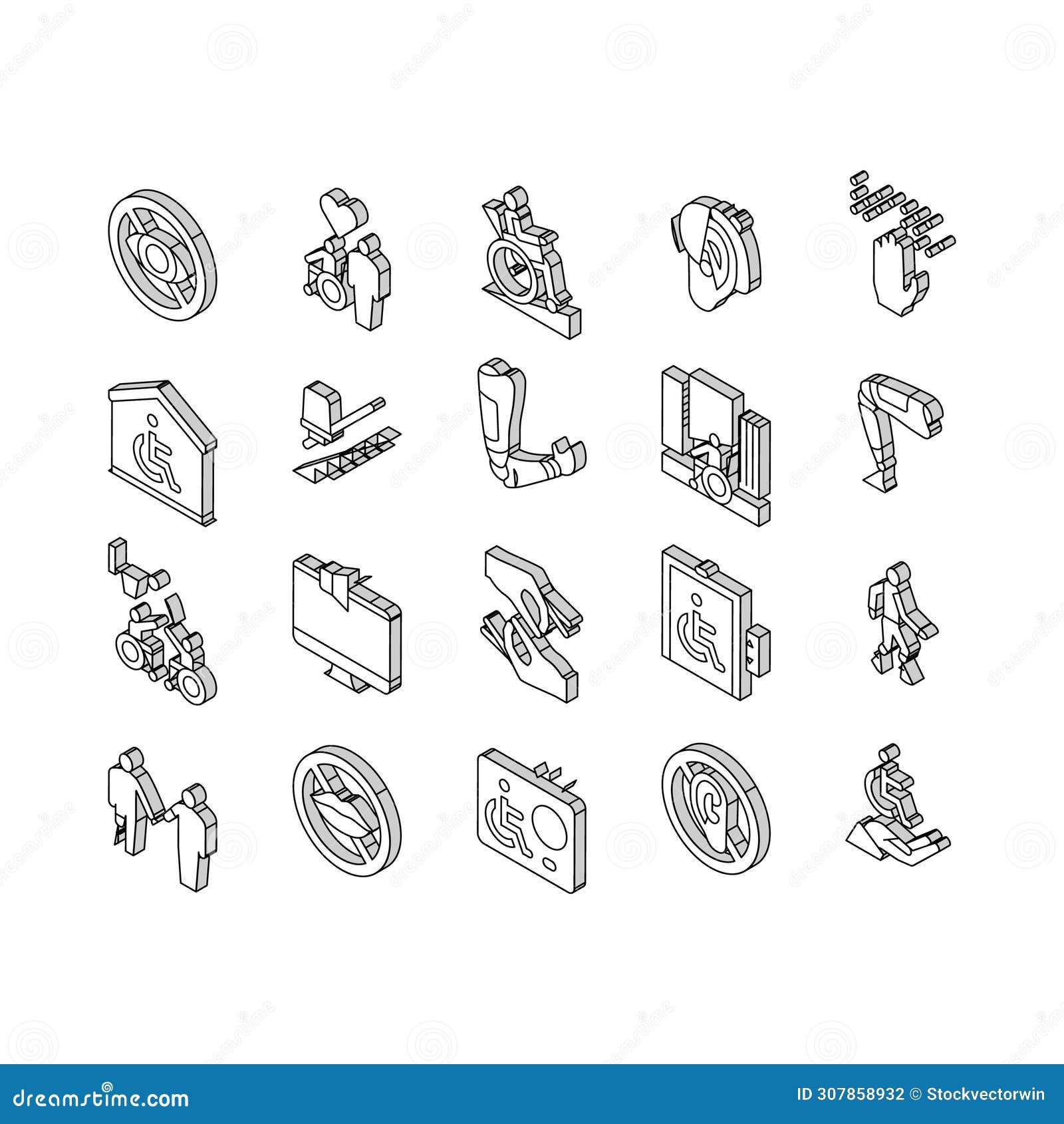Disability Technology Collection Isometric Icons Set Vector Stock ...