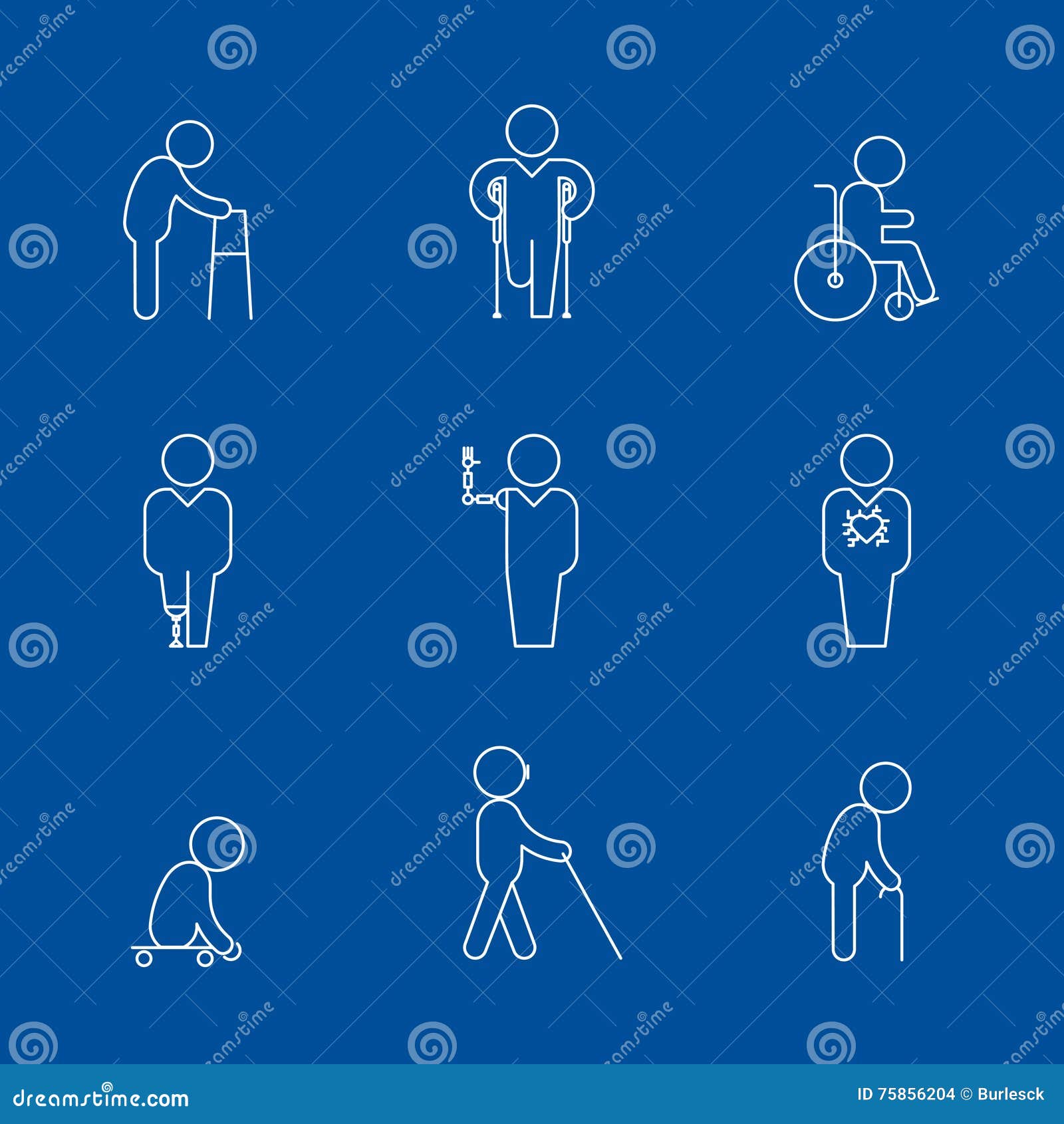 Disability thin line icons stock vector. Illustration of health - 75856204