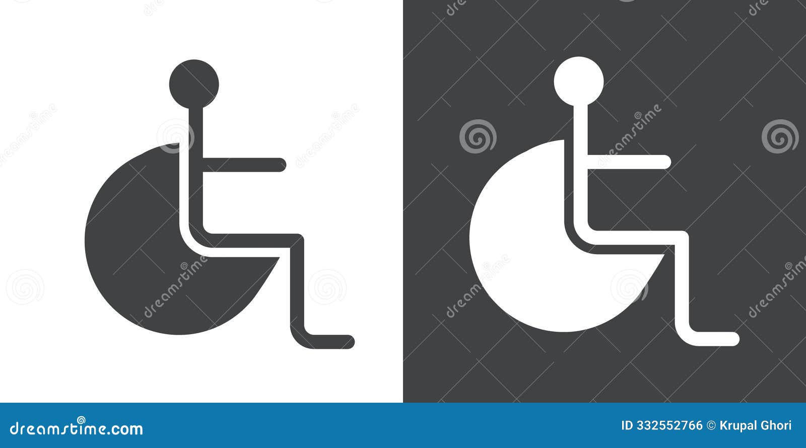 Disability Wheel Chair Icon Flat Set in Black and White Color Stock ...