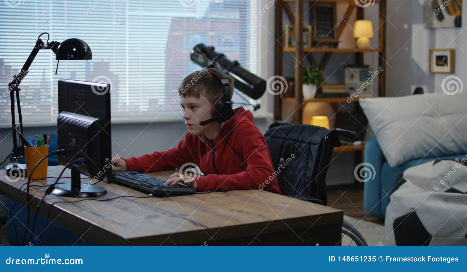 Disable Boy Playing Video Games Stock Image - Image of home, recreation ...
