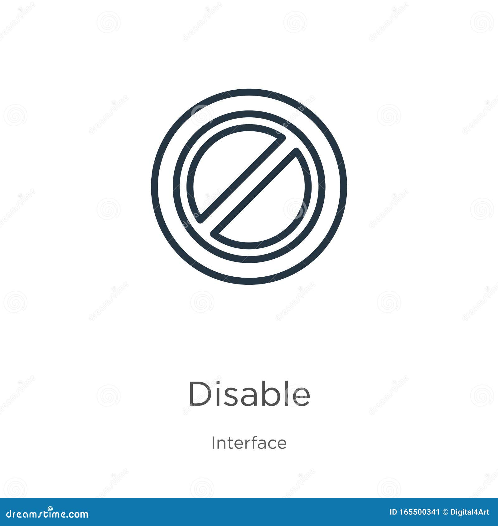 Disable Icon. Thin Linear Disable Outline Icon Isolated on White ...
