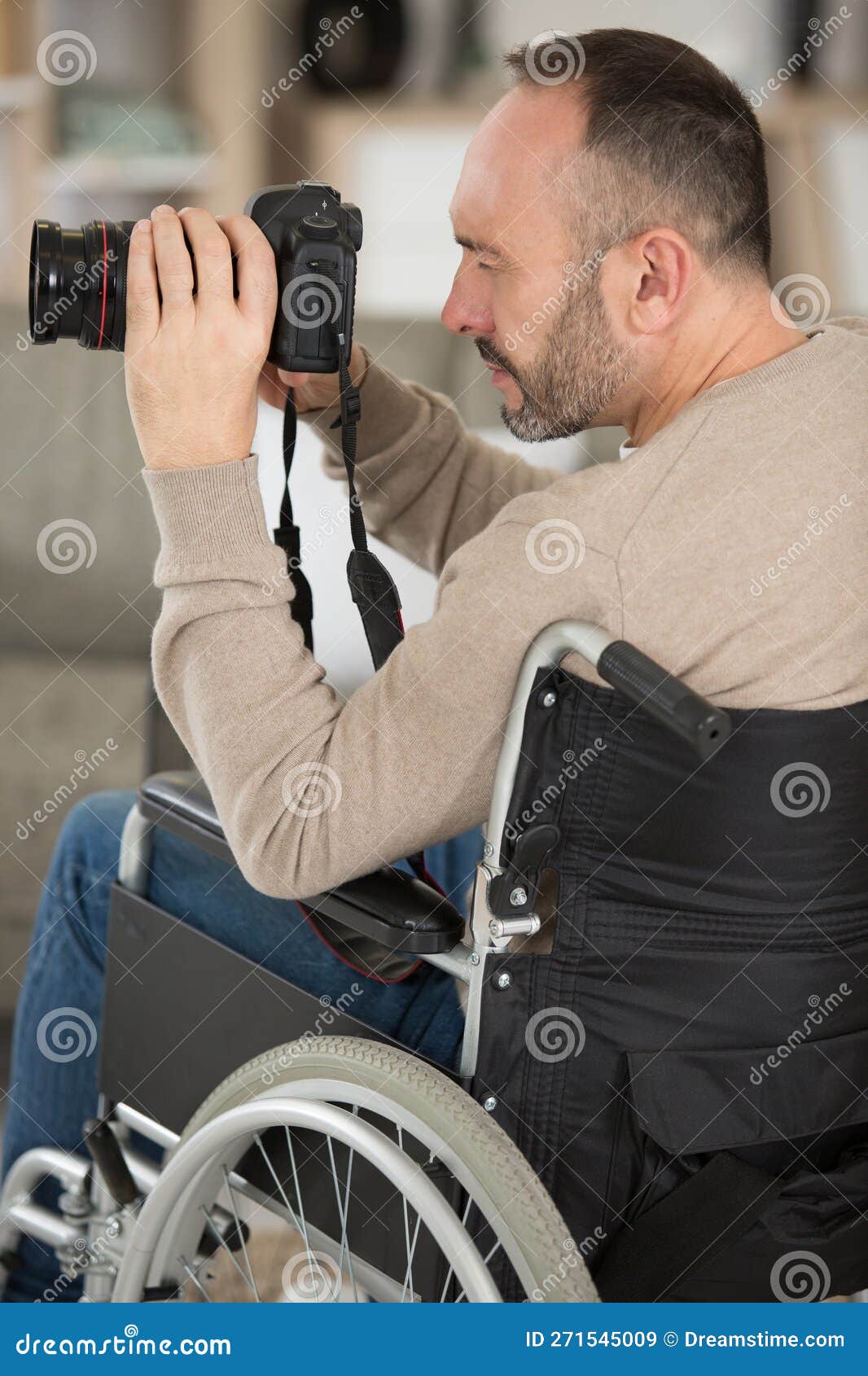 Disable Man with Camera on Selfie Stick Stock Image - Image of fixture ...