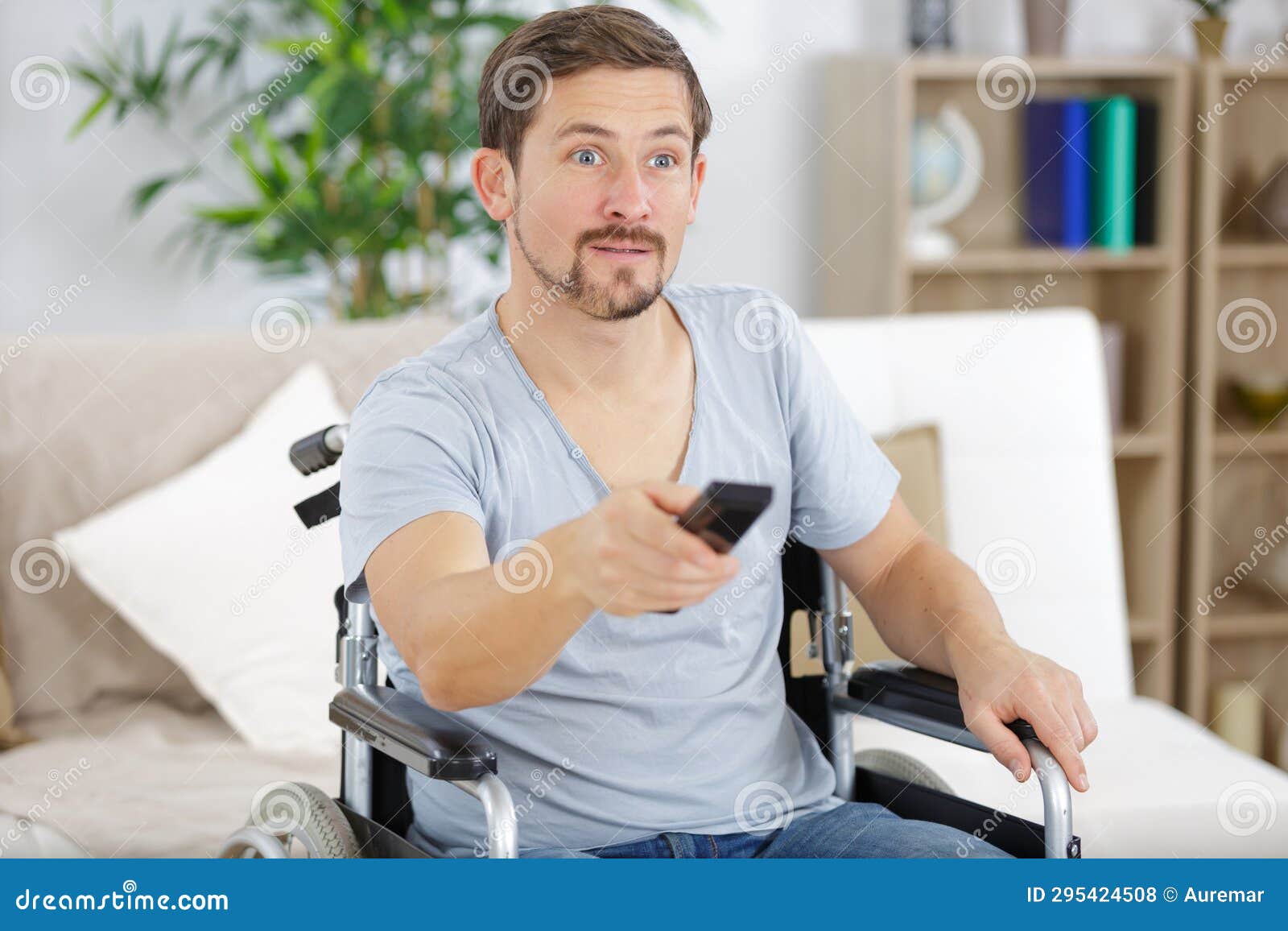 Disable Man with Remote Control Stock Photo - Image of shirker, screen ...