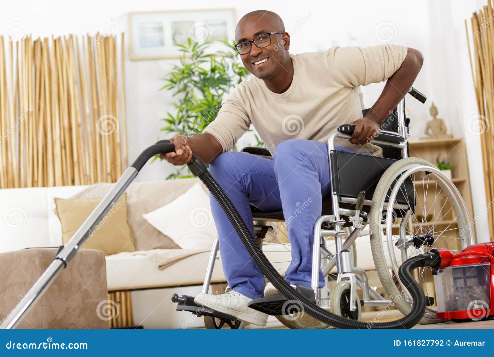 Disable Man with Vacuum Cleaner Stock Photo - Image of home, male ...