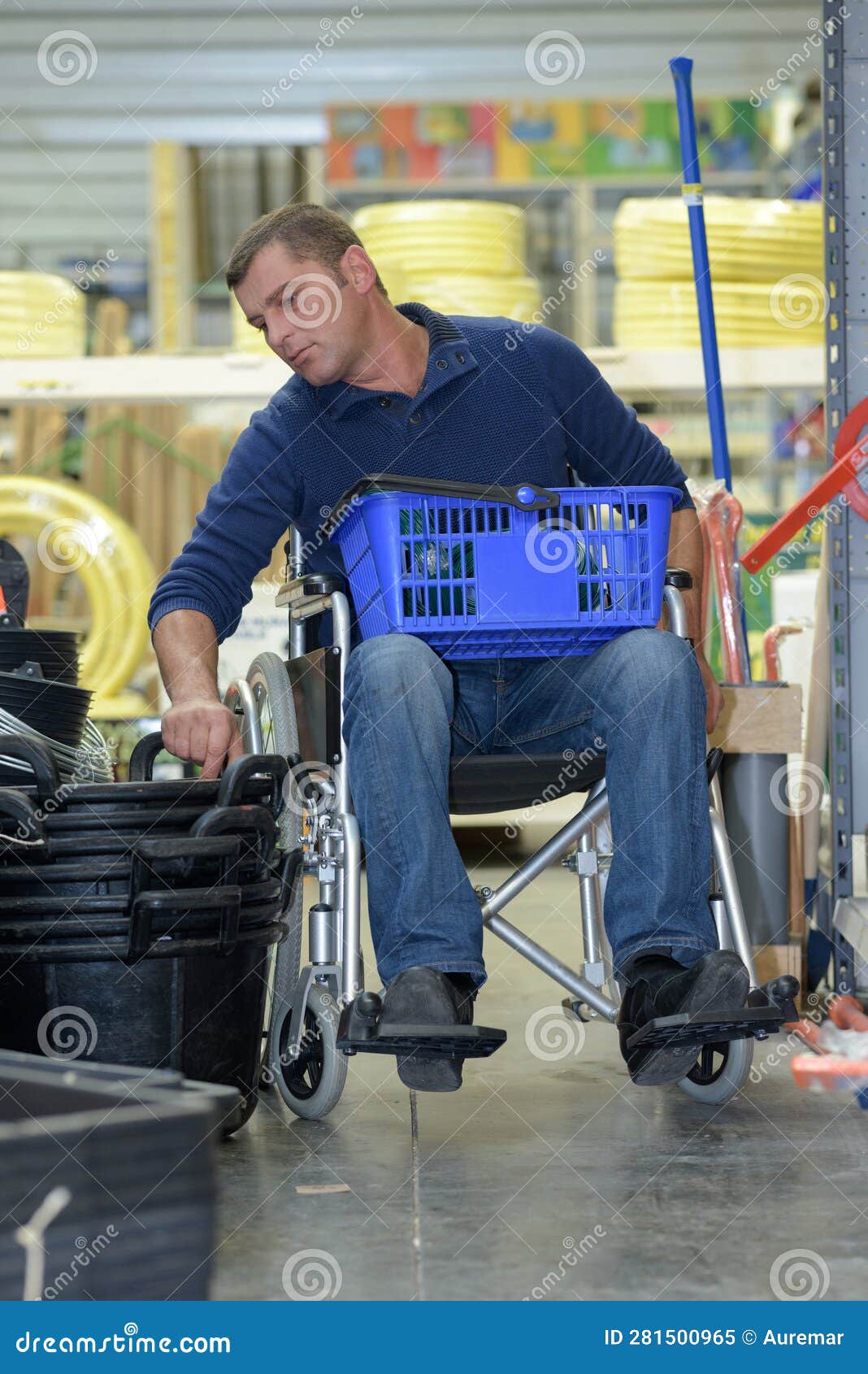Disable Man on Wheelchair Shopping Stock Image - Image of discount ...