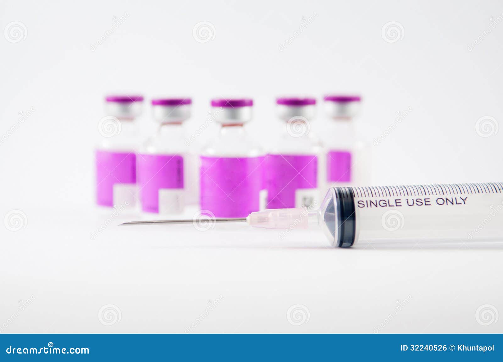 Disable Syringe and Blur Arrange Purple Vial Stock Photo - Image of ...
