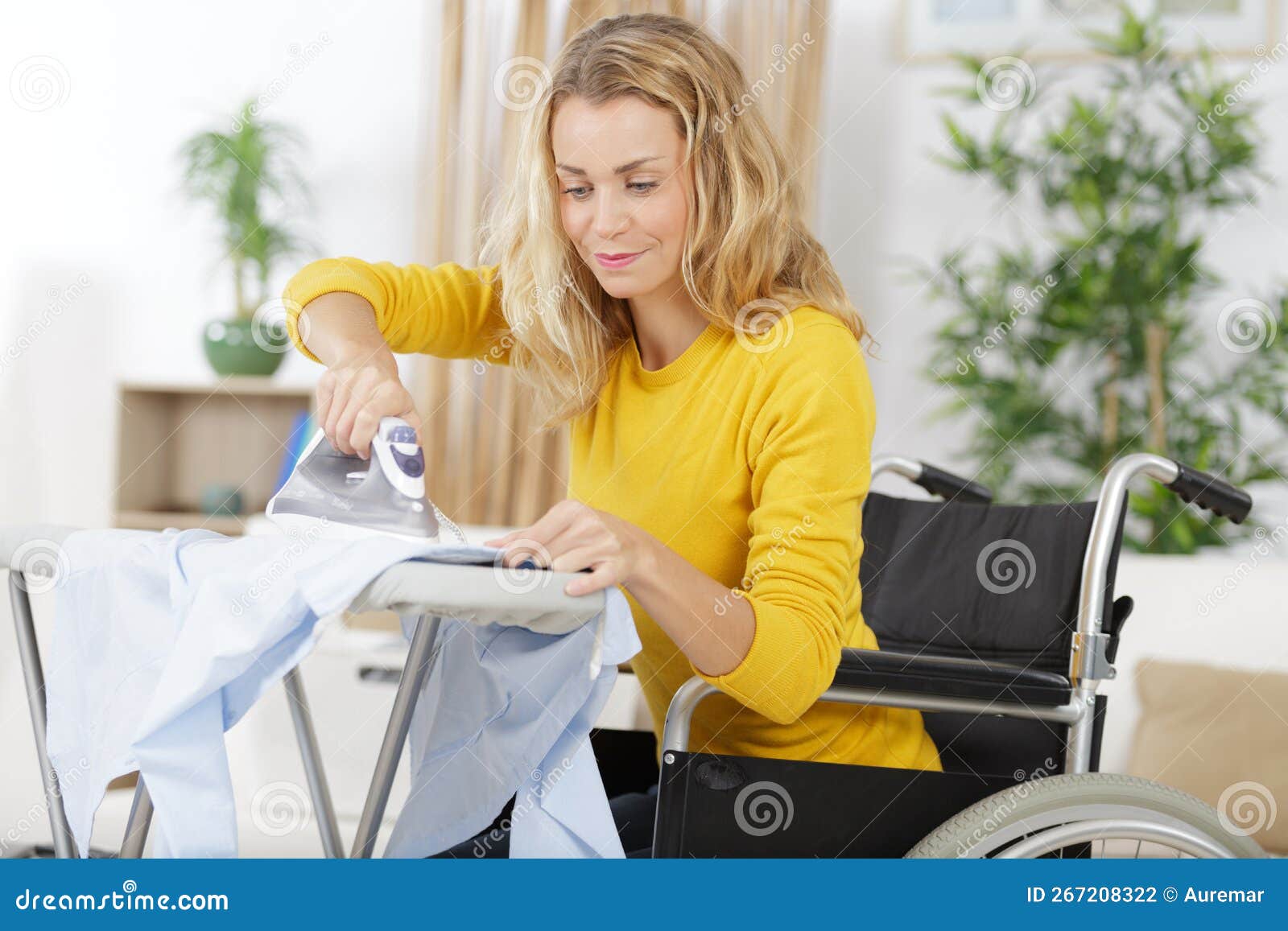 Disable Woman Doing Housekeeping Stock Photo - Image of wheel, sitting ...