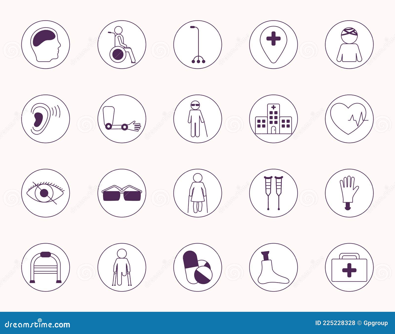 Disabled Accessibility Symbols Stock Illustration - Illustration of ...