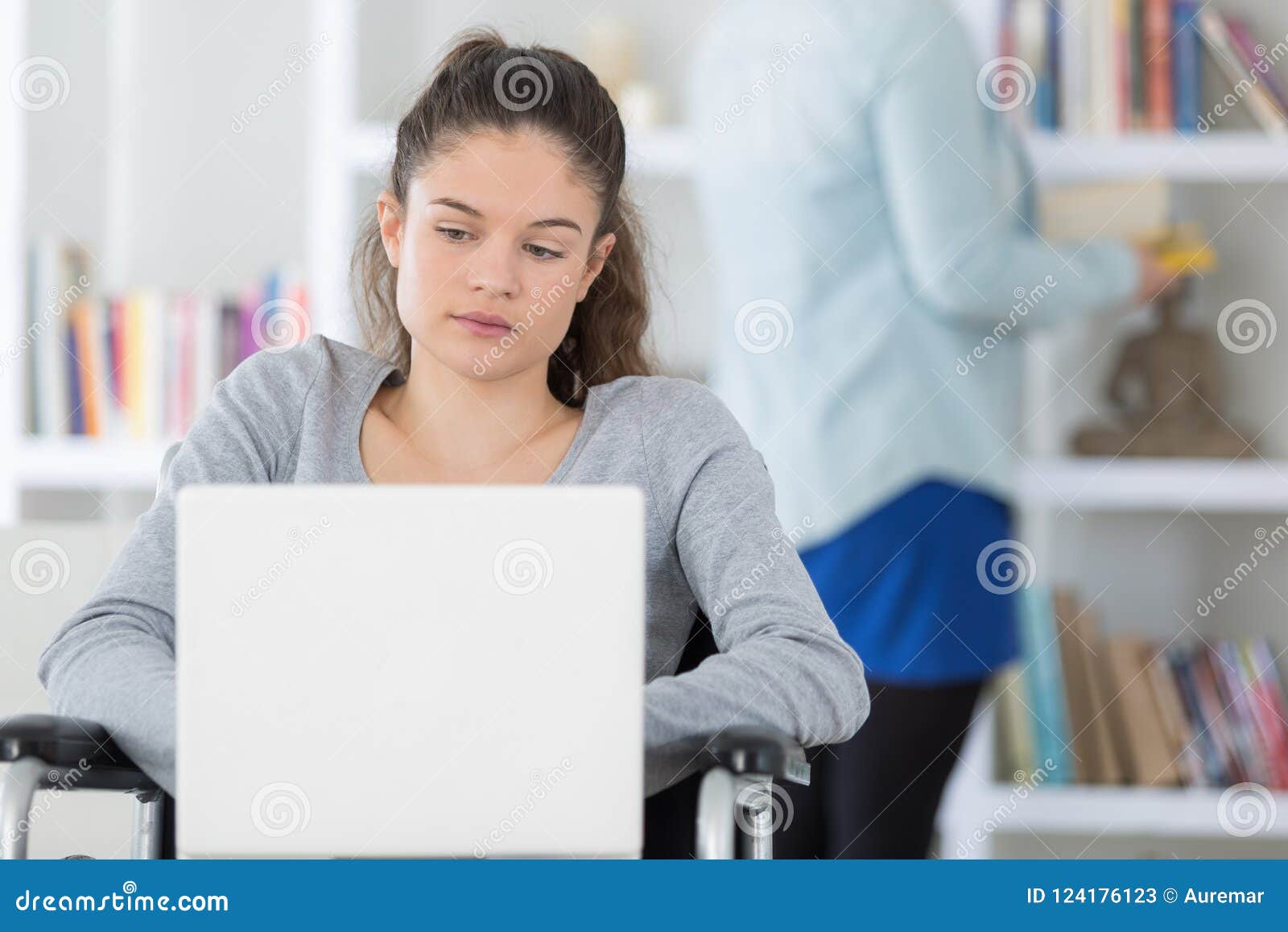 Disabled Adolescent Using Computer Stock Image - Image of caucasian ...