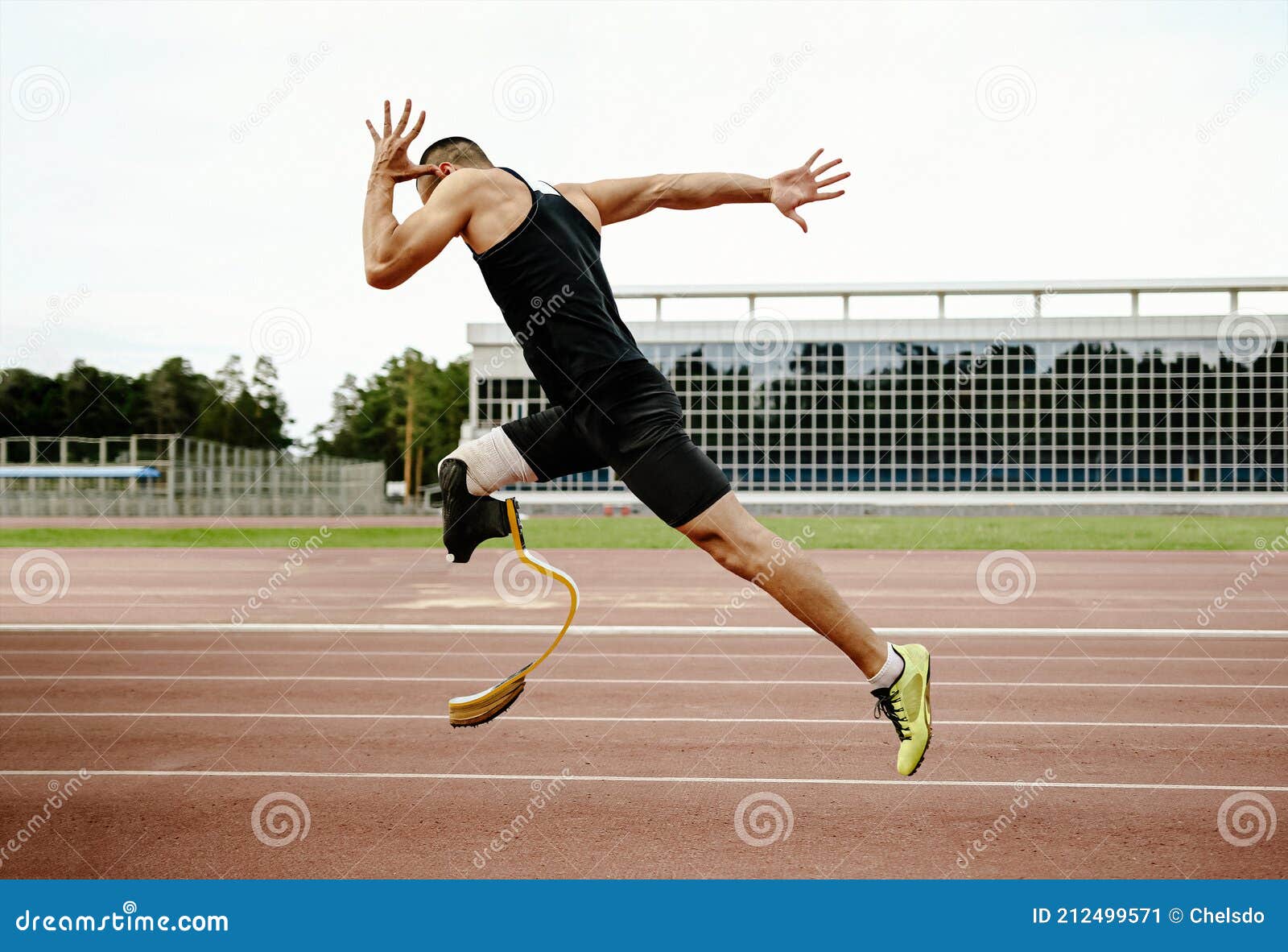Disabled Athlete Runner on Prosthetic Leg Stock Image - Image of motion ...