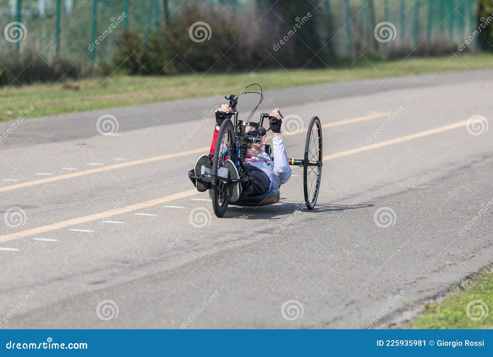 Disabled Athlete Training with His Hand Bike on a Track Editorial Photo ...