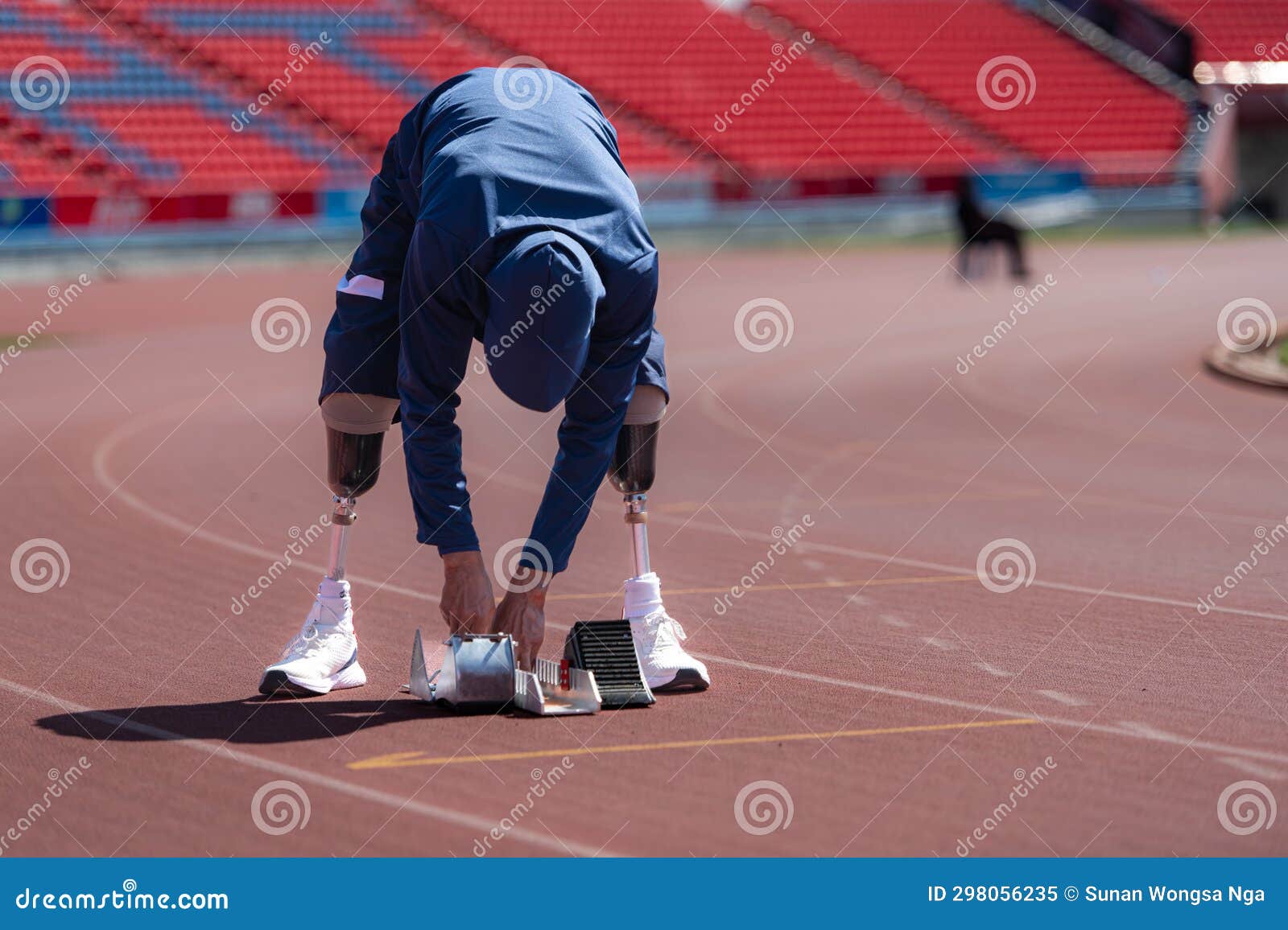 Disabled Athletes Prepare in Starting Position Ready To Run Stock Image ...