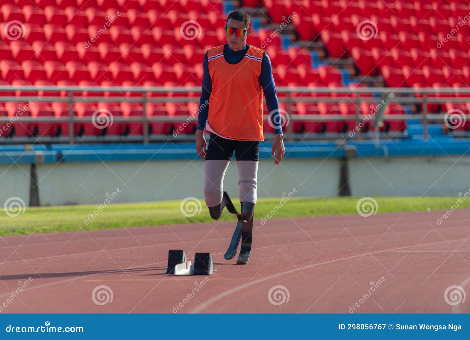 Disabled Athletes Prepare in Starting Position Ready To Run Stock Image ...