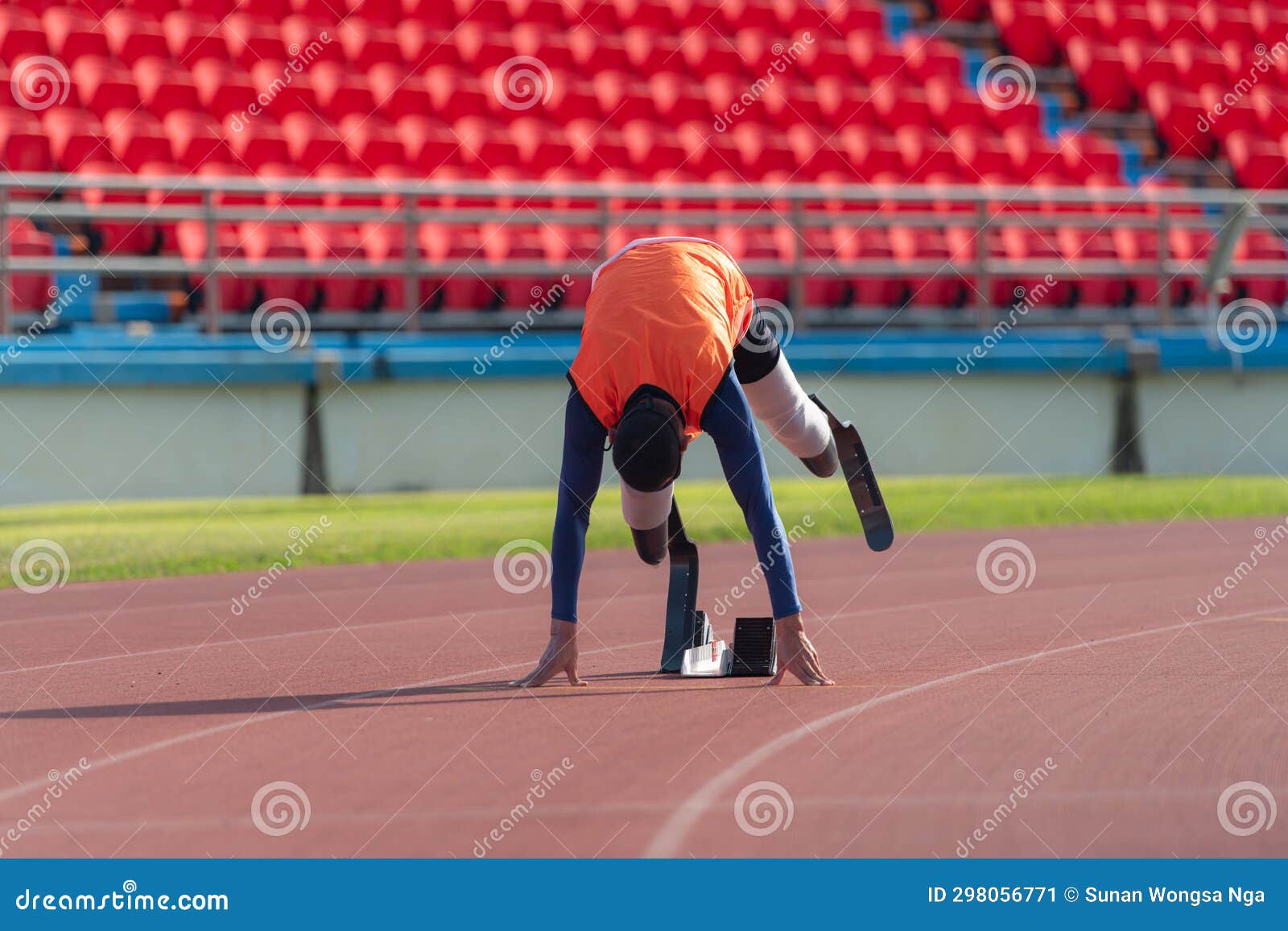 Disabled Athletes Prepare in Starting Position Ready To Run Stock Image ...