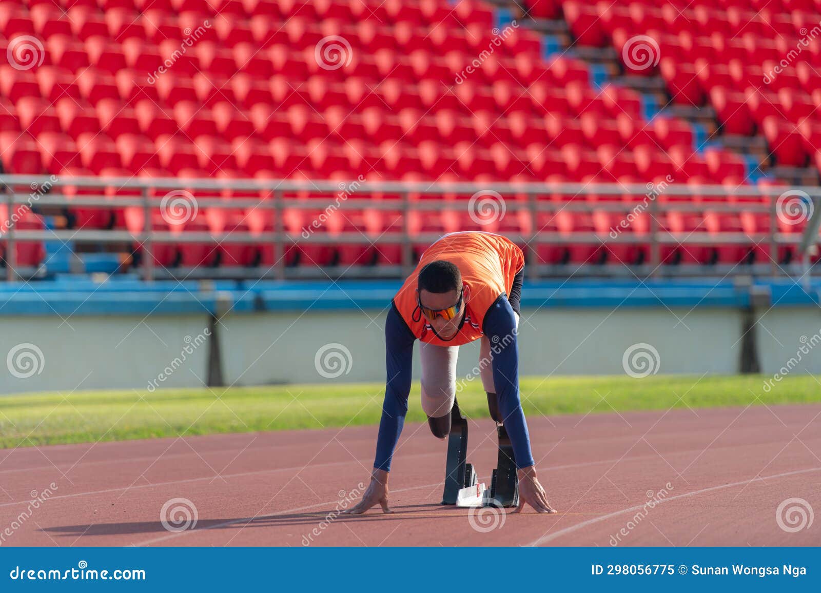 Disabled Athletes Prepare in Starting Position Ready To Run Stock Image ...