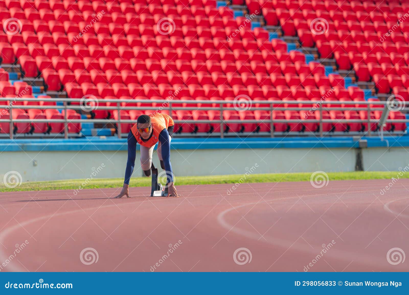Disabled Athletes Prepare in Starting Position Ready To Run Stock Image ...