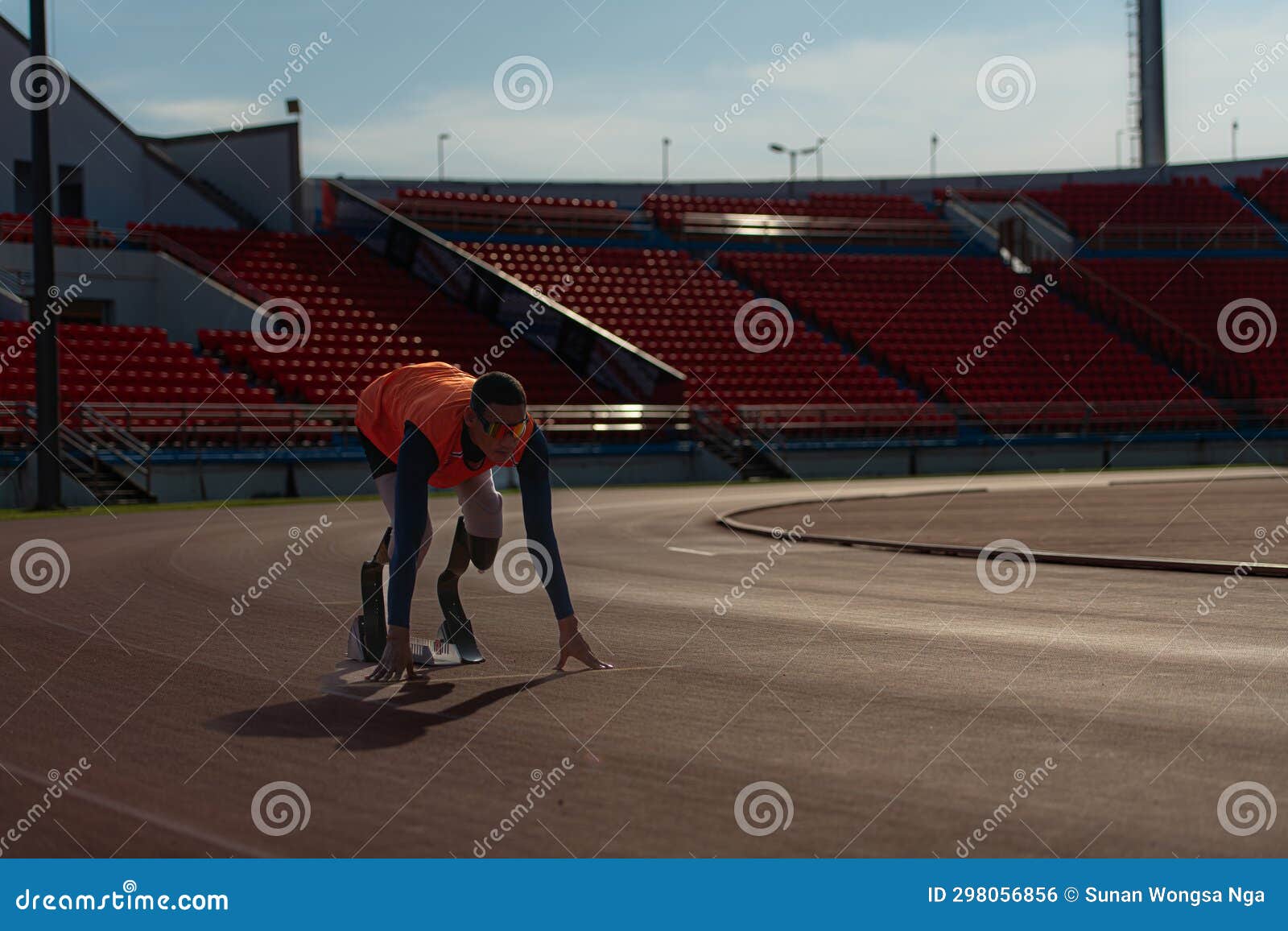 Disabled Athletes Prepare in Starting Position Ready To Run Stock Photo ...