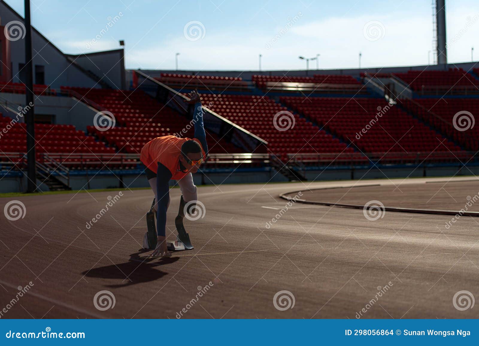 Disabled Athletes Prepare in Starting Position Ready To Run Stock Photo ...