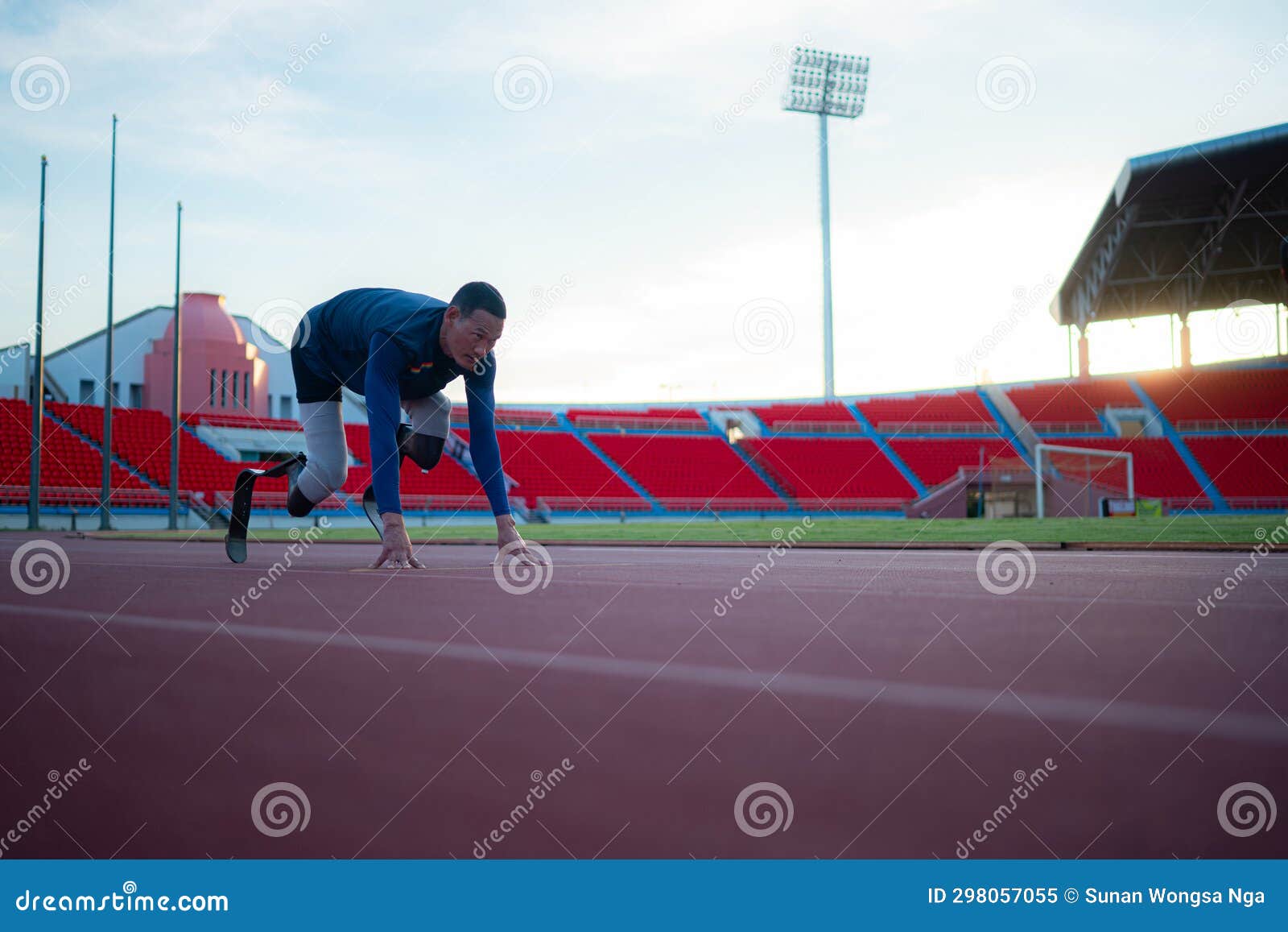 Disabled Athletes Prepare in Starting Position Ready To Run Stock Image ...