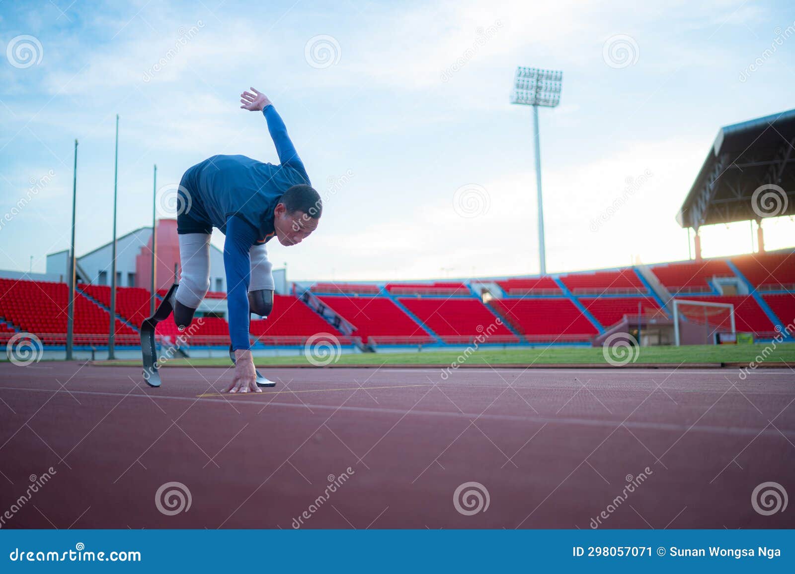 Disabled Athletes Prepare in Starting Position Ready To Run Stock Image ...