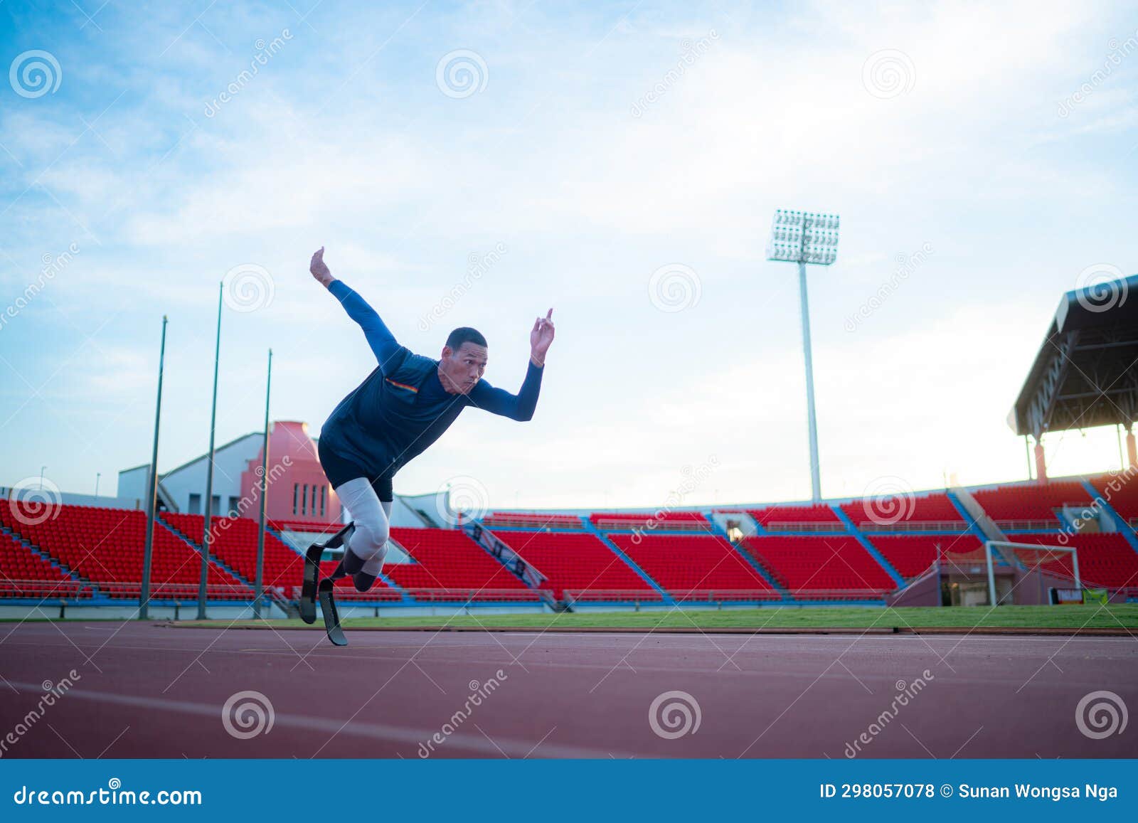 Disabled Athletes Prepare in Starting Position Ready To Run Stock Photo ...
