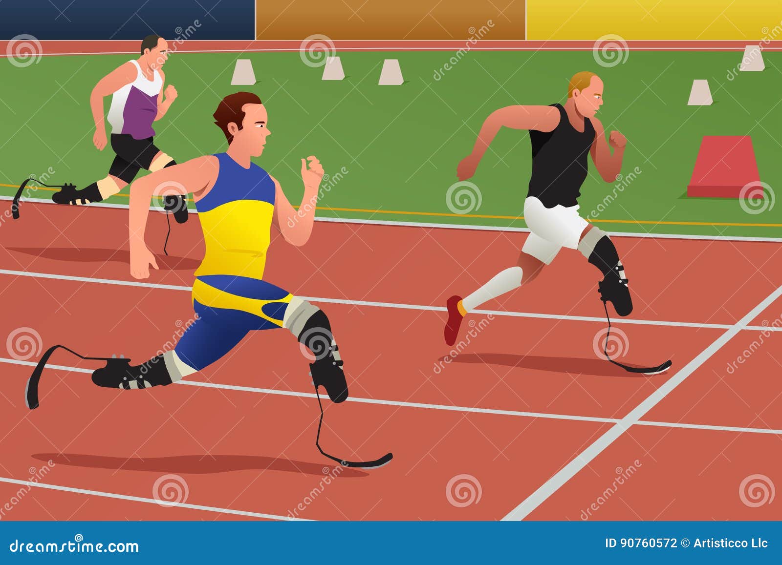 Disabled Athletes in Running Competition Stock Vector - Illustration of ...