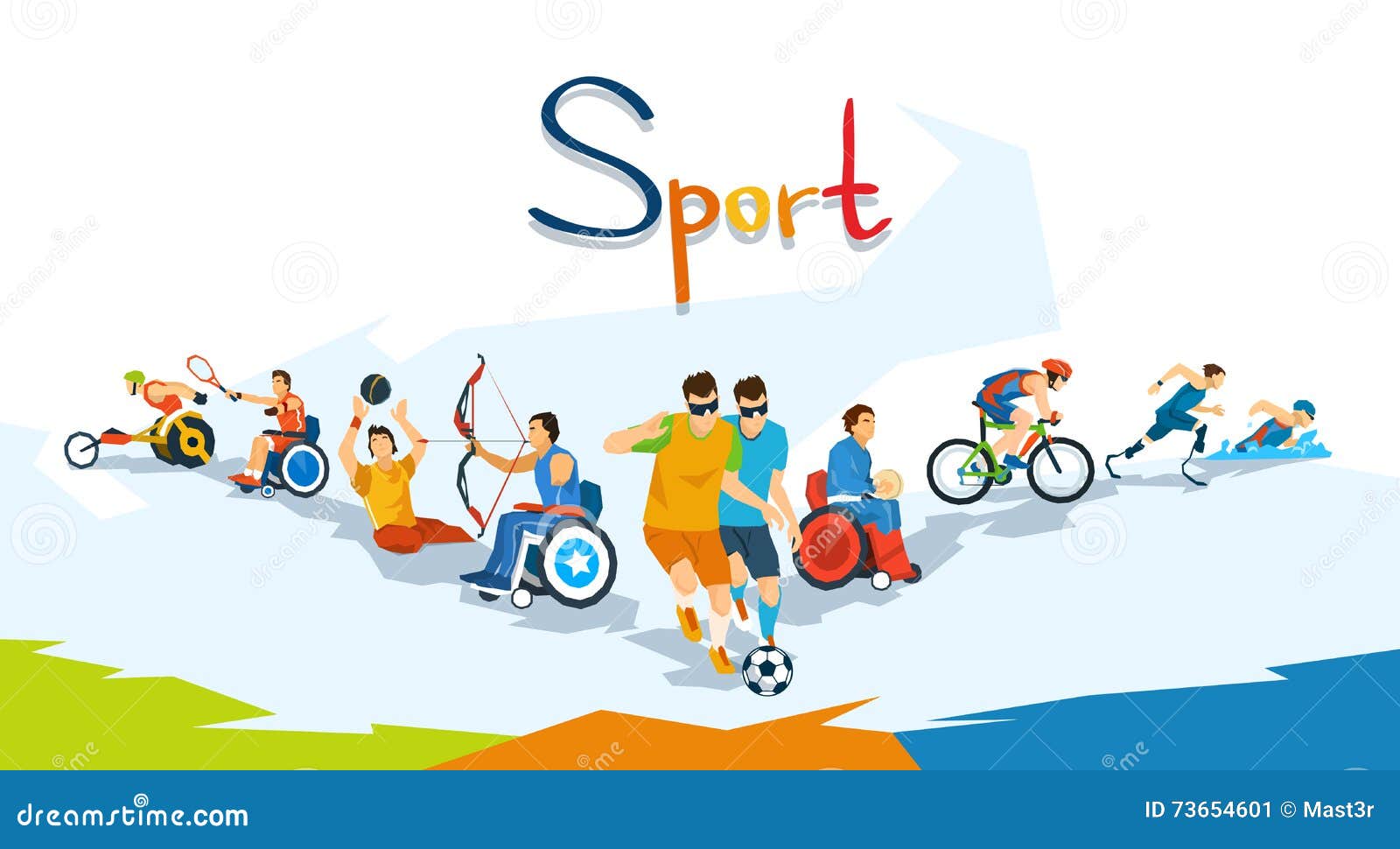Disabled Athletes Rowing Sport Competition Cartoon Vector ...
