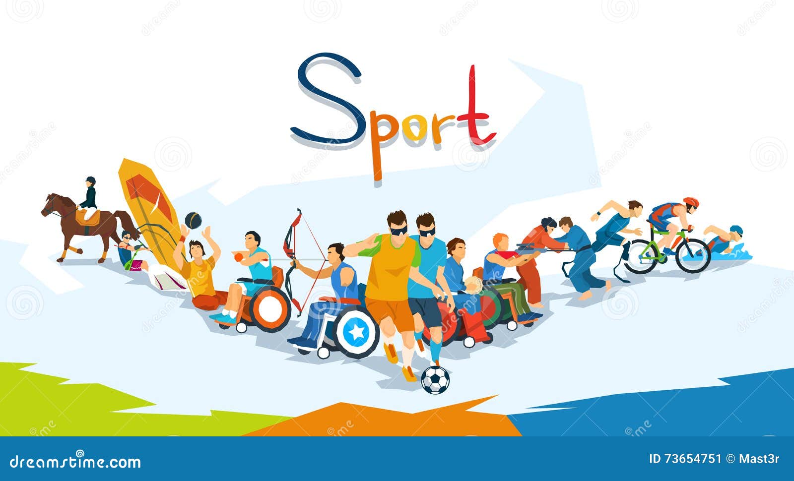 Disabled Athletes Rowing Sport Competition Cartoon Vector ...