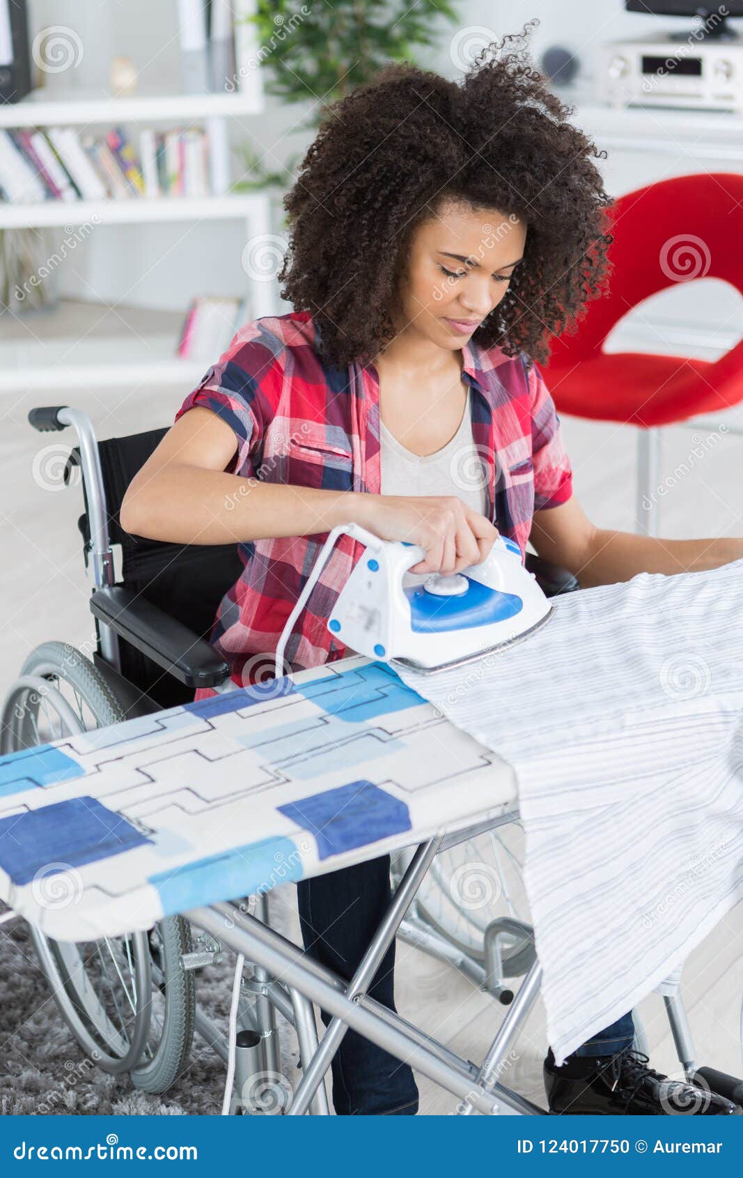 Disabled Beautiful Woman Ironing at Home Stock Photo - Image of room ...