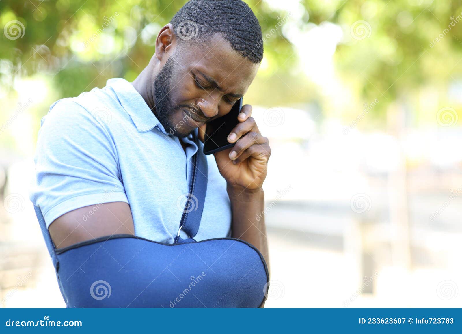 Disabled Black Man Calling on Phone Stock Image - Image of calling ...