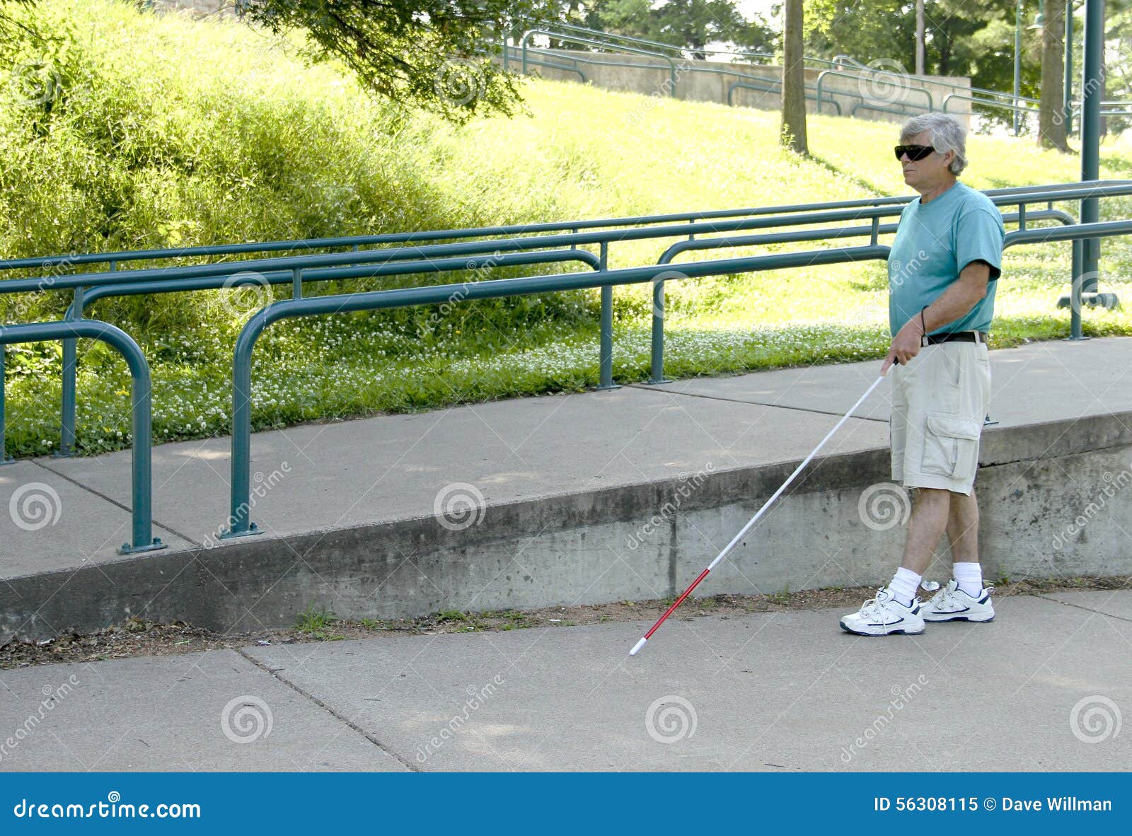 Disabled Blind Man with Walking Cane Stock Image - Image of blind ...