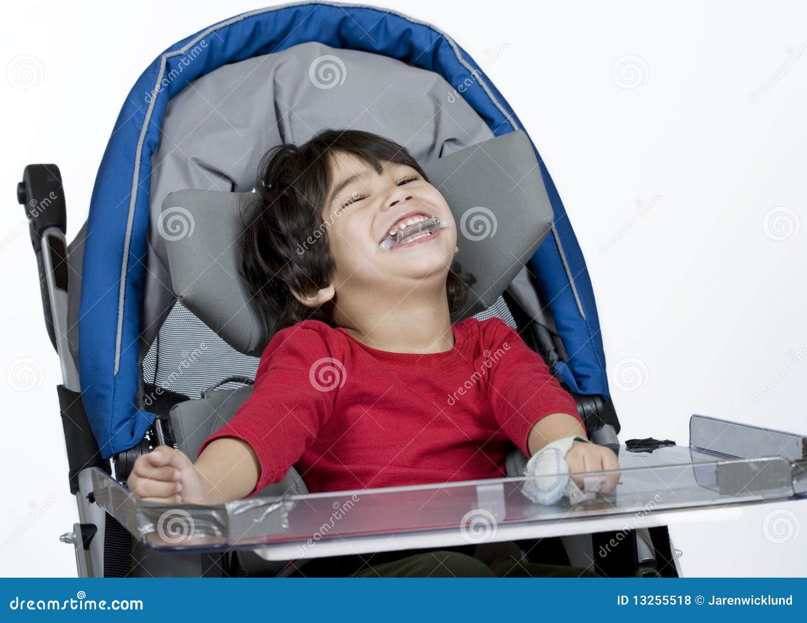 Disabled Boy in Medical Stroller Stock Photo - Image of happy, asian ...