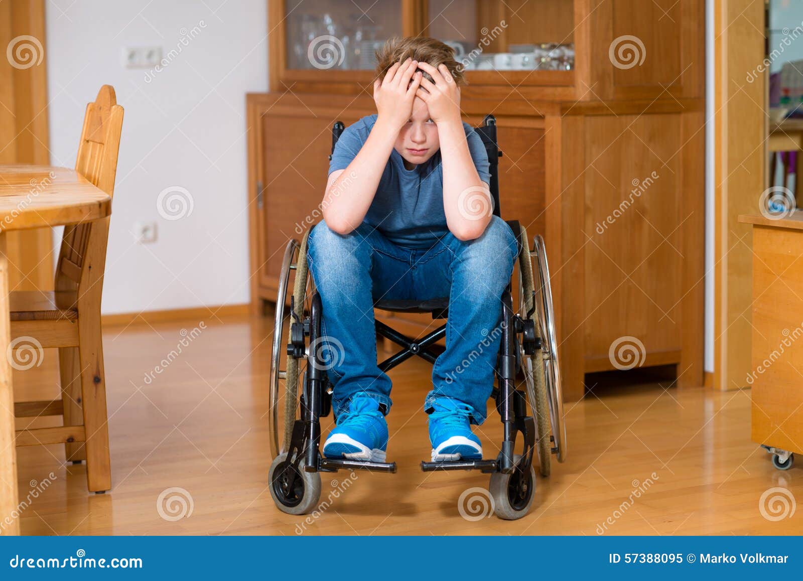 Disabled Boy in Wheelchair is Sad Stock Image - Image of children ...