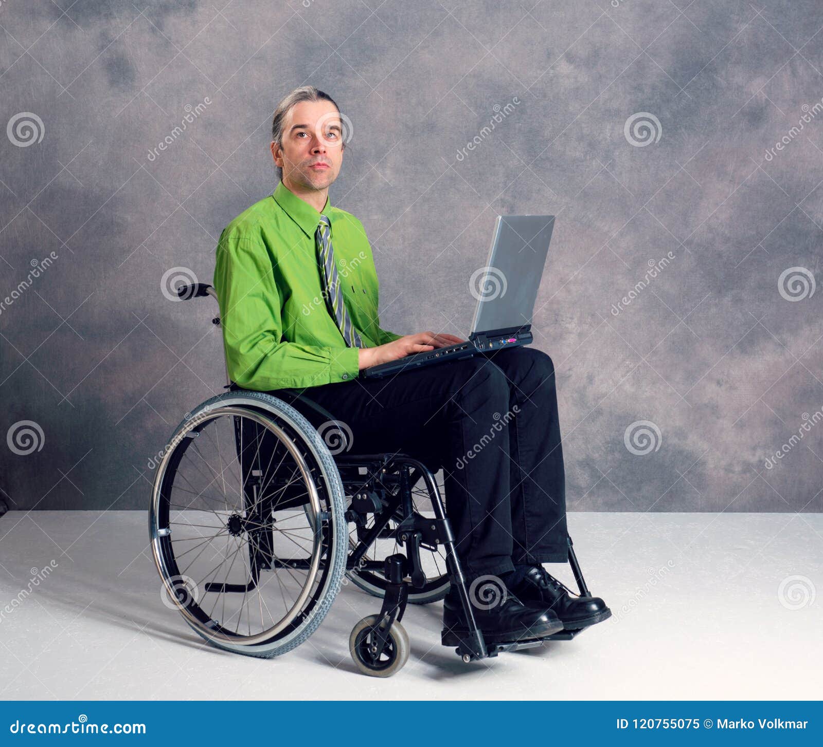 Disabled Business Man in Wheelchair with Computer Stock Image - Image ...