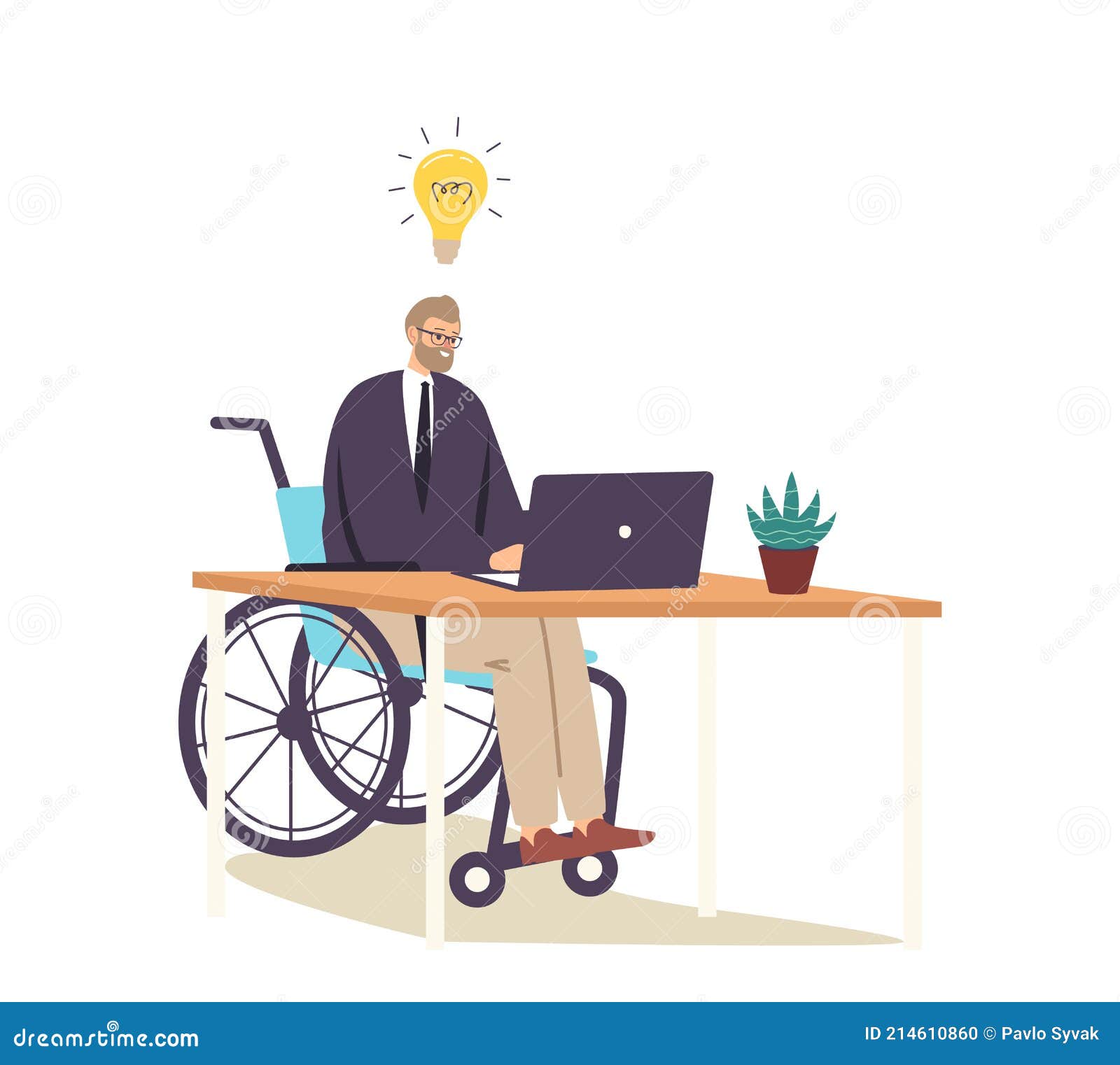 Disabled Businessman In Wheelchair Show The Poster With Charts Cartoon ...