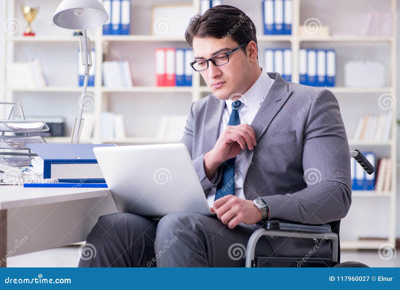 The Disabled Businessman Working in the Office Stock Image - Image of ...