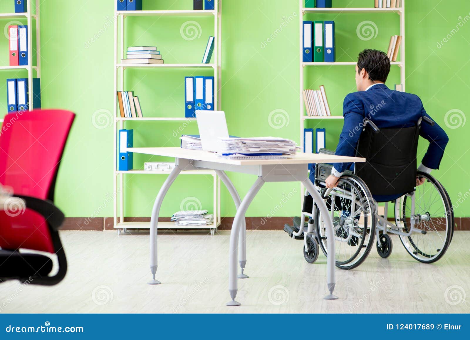 The Disabled Businessman Working in the Office Stock Image - Image of ...