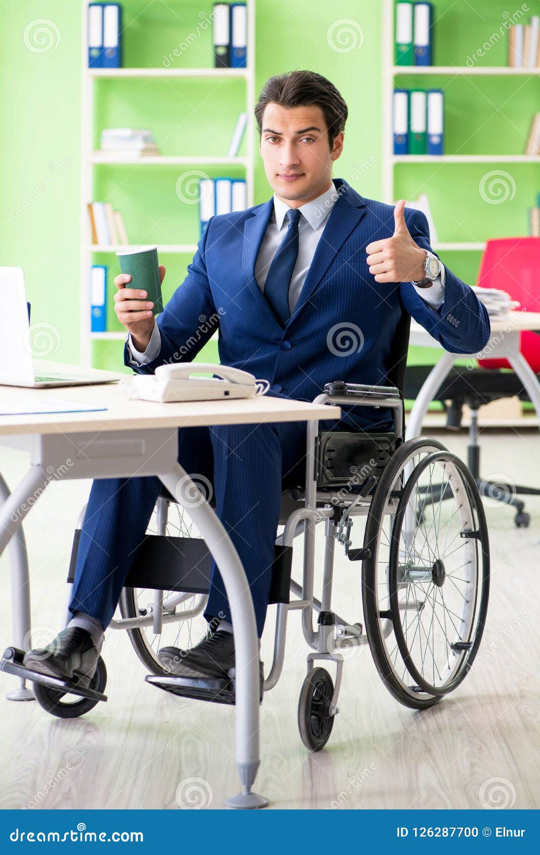 The Disabled Businessman Working in the Office Stock Photo - Image of ...