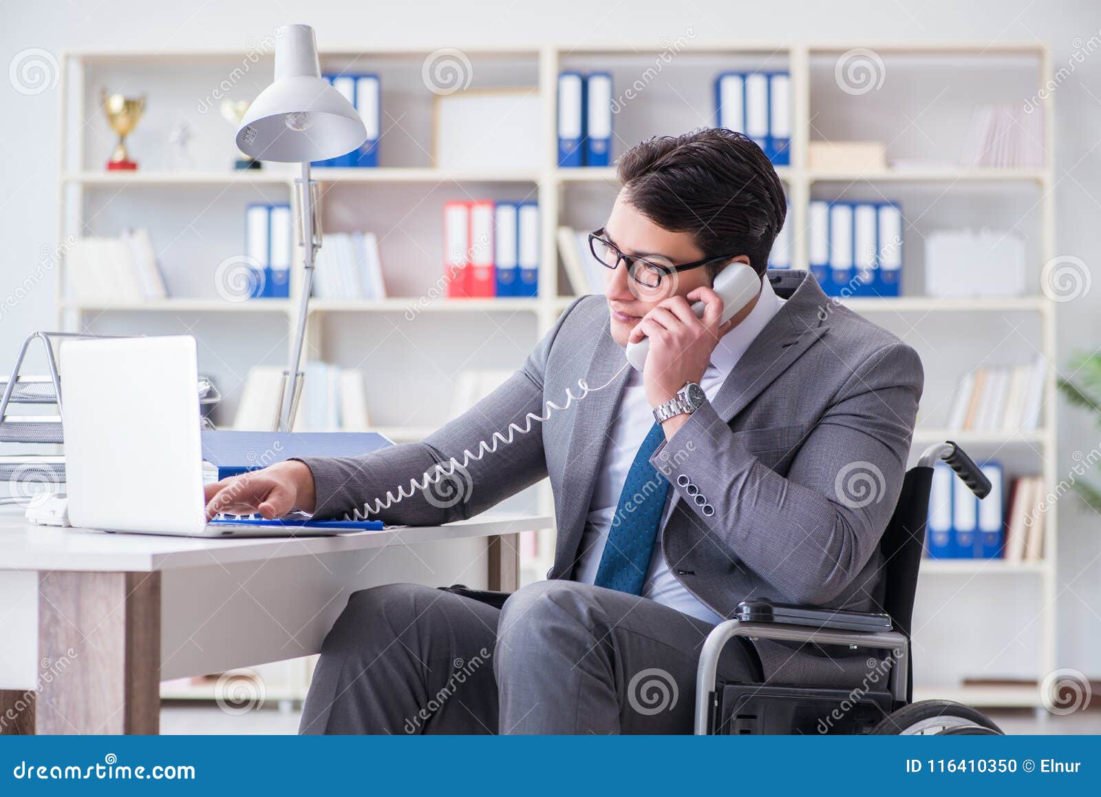 The Disabled Businessman Working in the Office Stock Photo - Image of ...