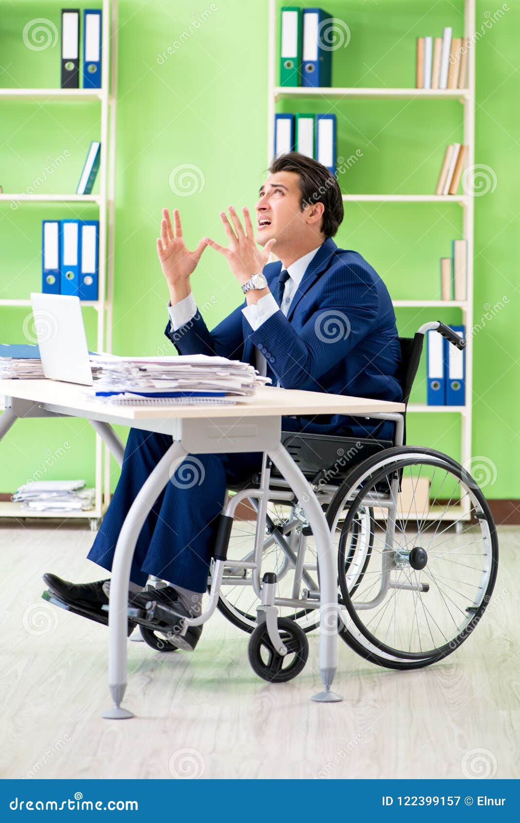 The Disabled Businessman Working in the Office Stock Image - Image of ...