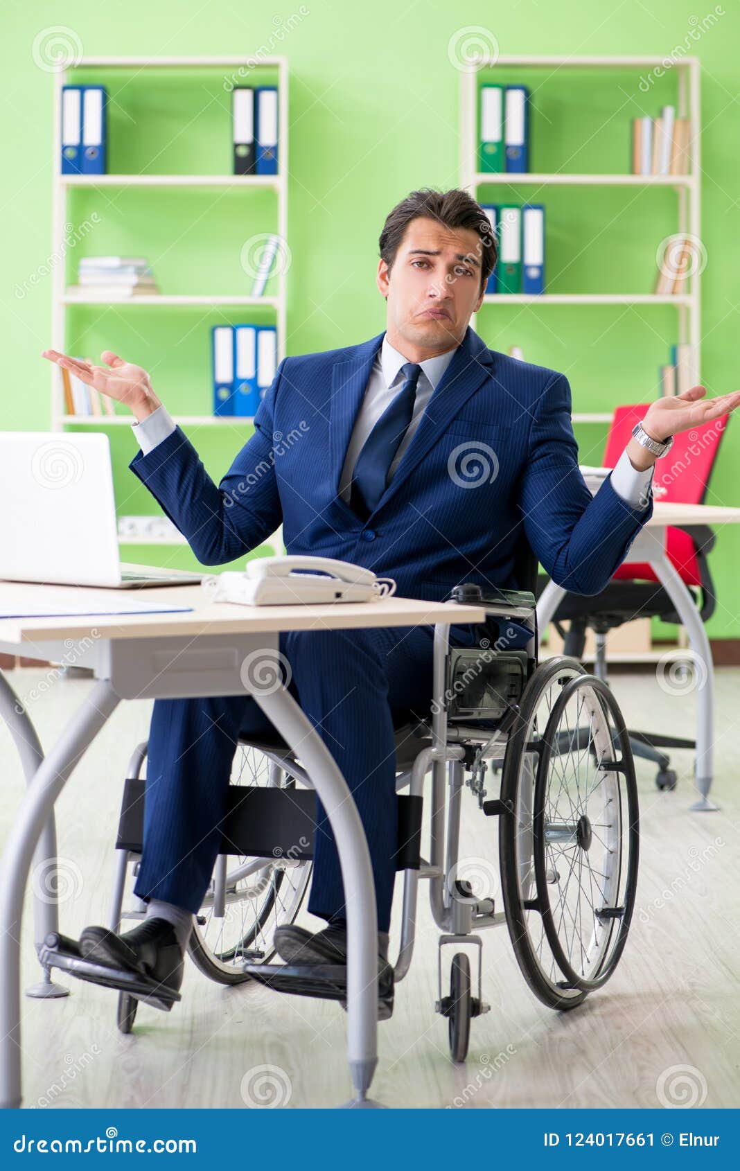 The Disabled Businessman Working in the Office Stock Image - Image of ...