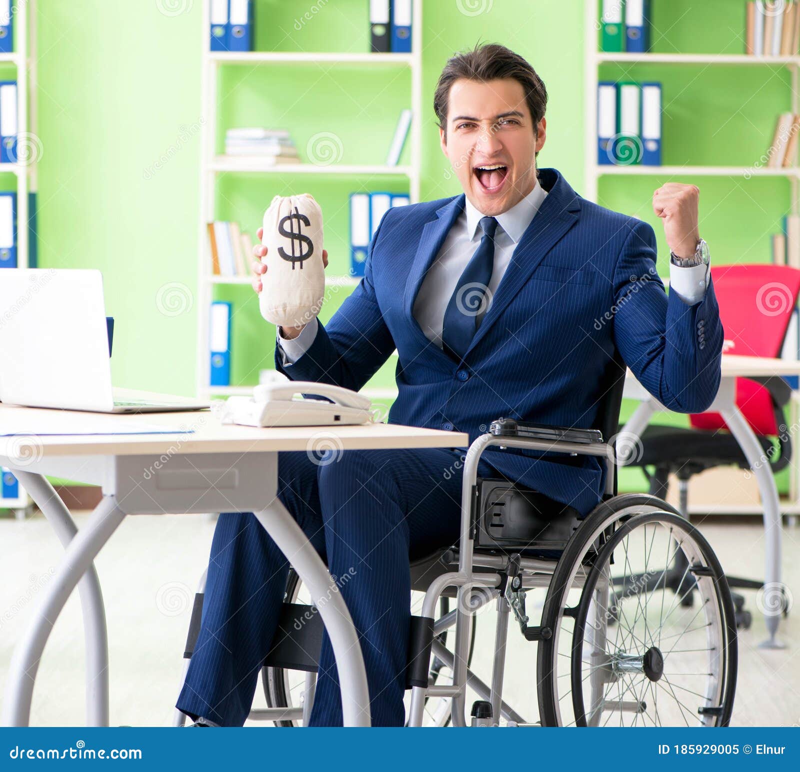 Disabled Businessman Working in the Office Stock Image - Image of ...