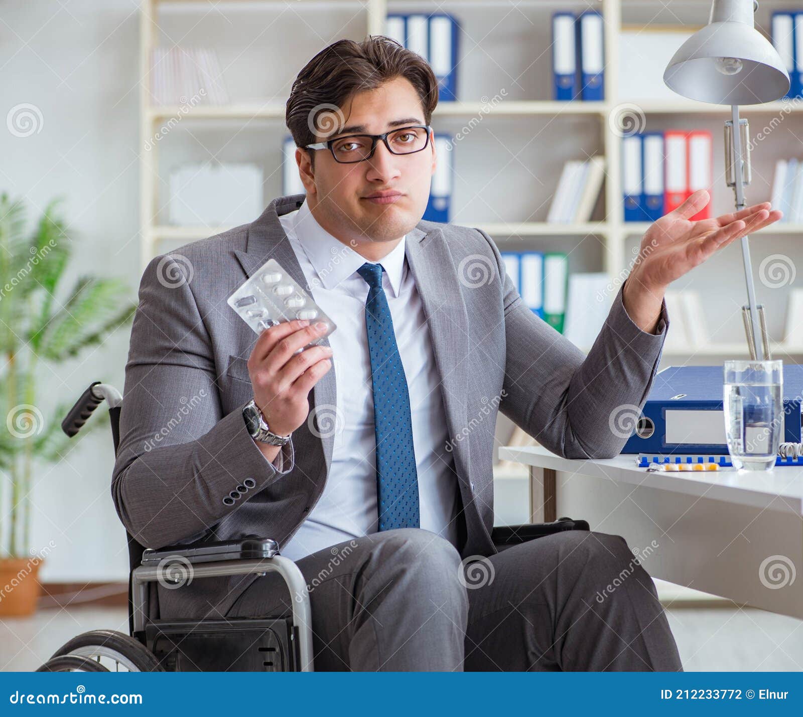 Disabled Businessman Working in the Office Stock Photo - Image of ...