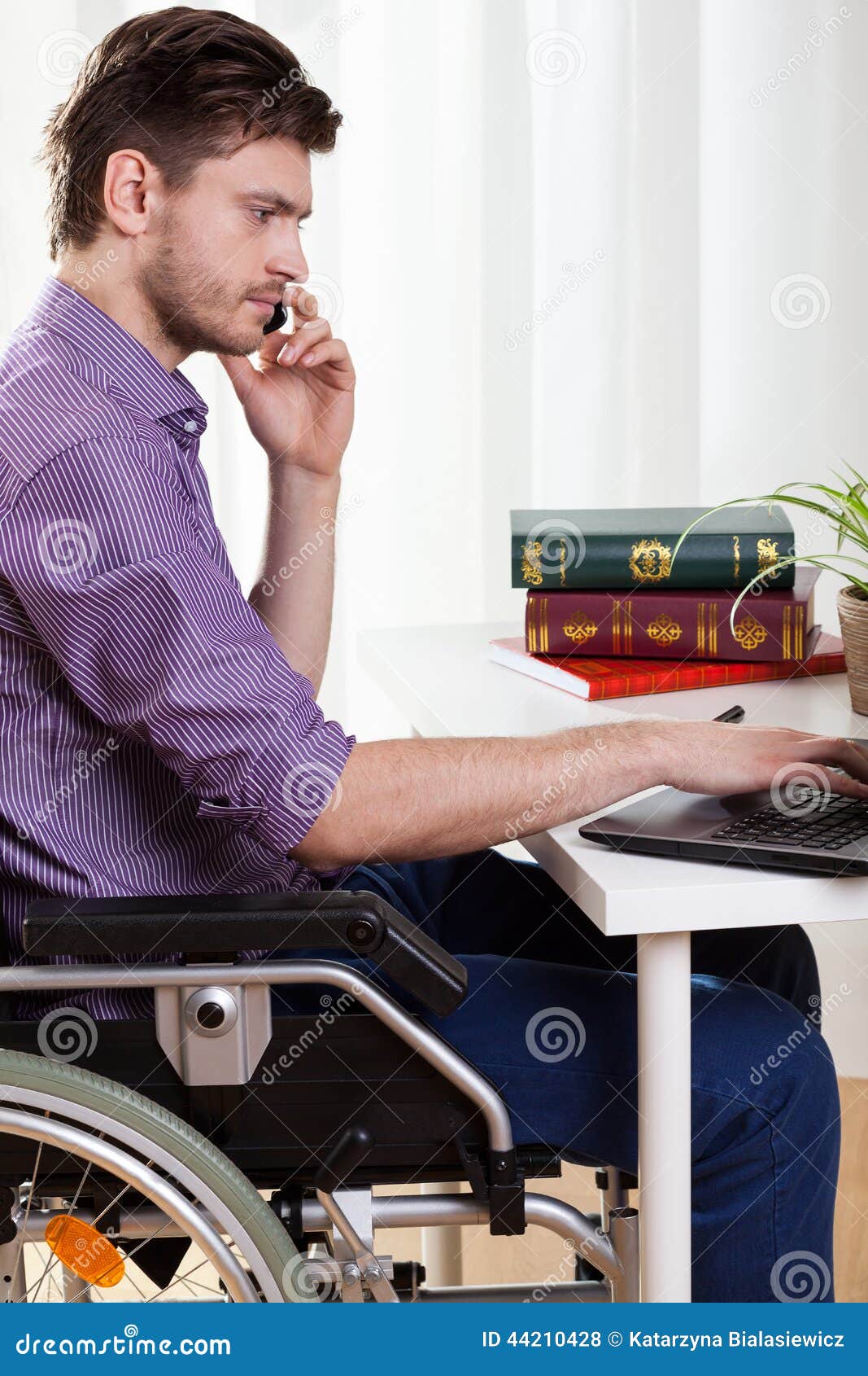 Disabled Businessman Working at Office Stock Photo - Image of people ...