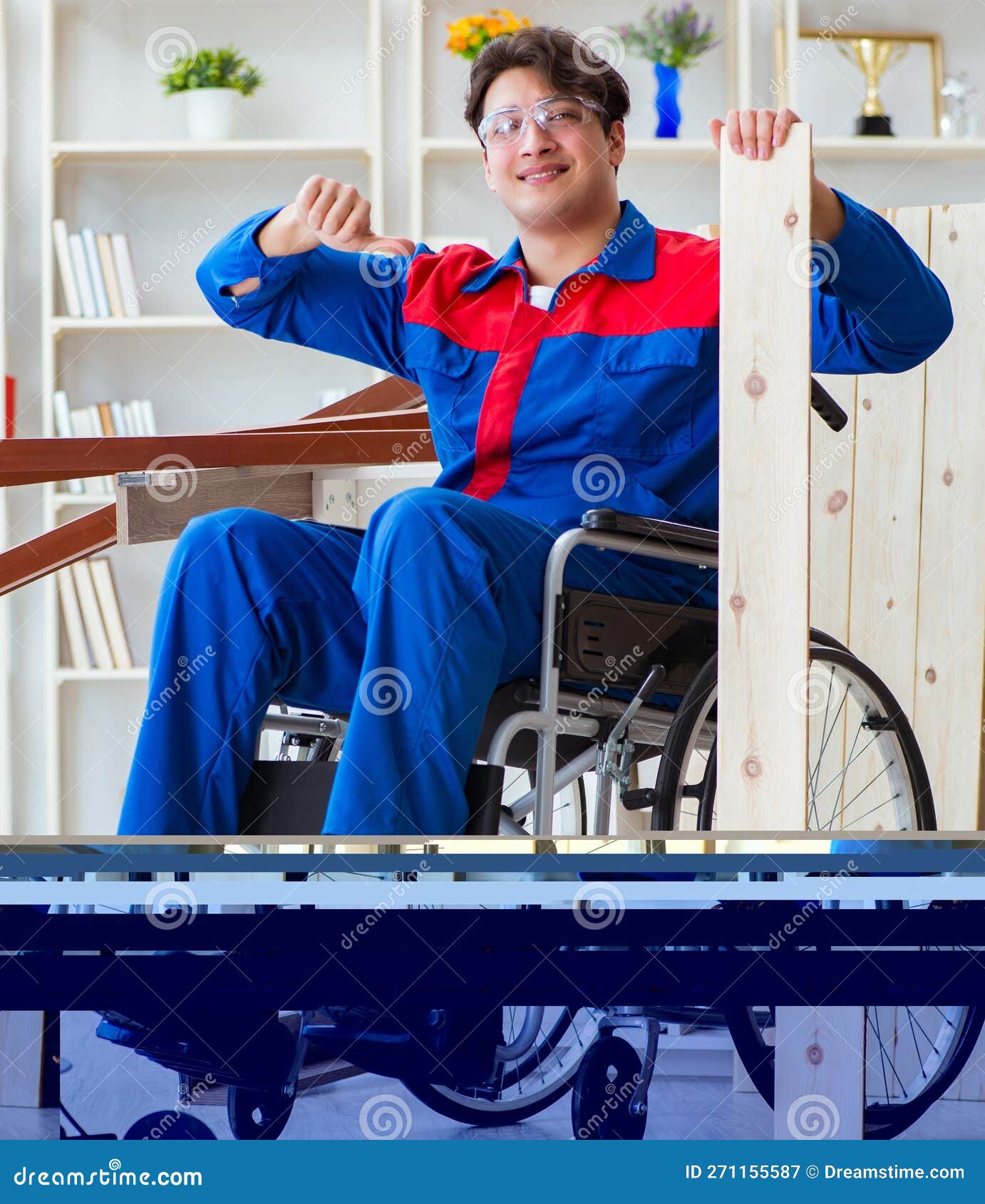Disabled Carpenter Working in Workshop Stock Image - Image of recovery ...