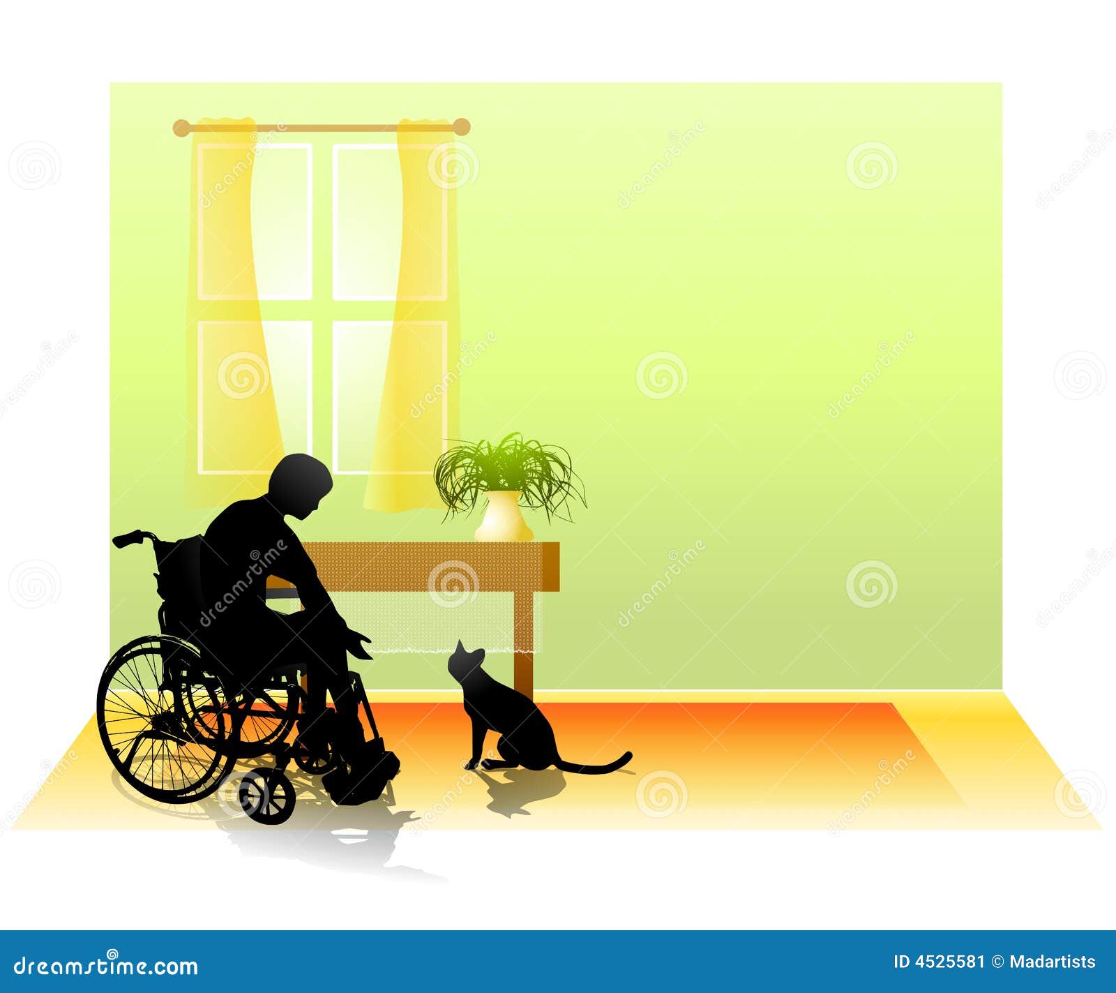 Disabled Child and Cat in Room Stock Illustration - Illustration of ...