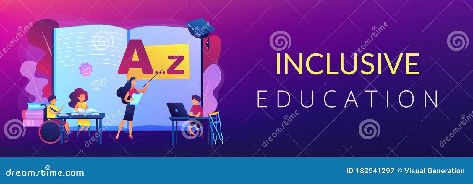 Inclusive Education Concept Banner Header Stock Vector - Illustration ...
